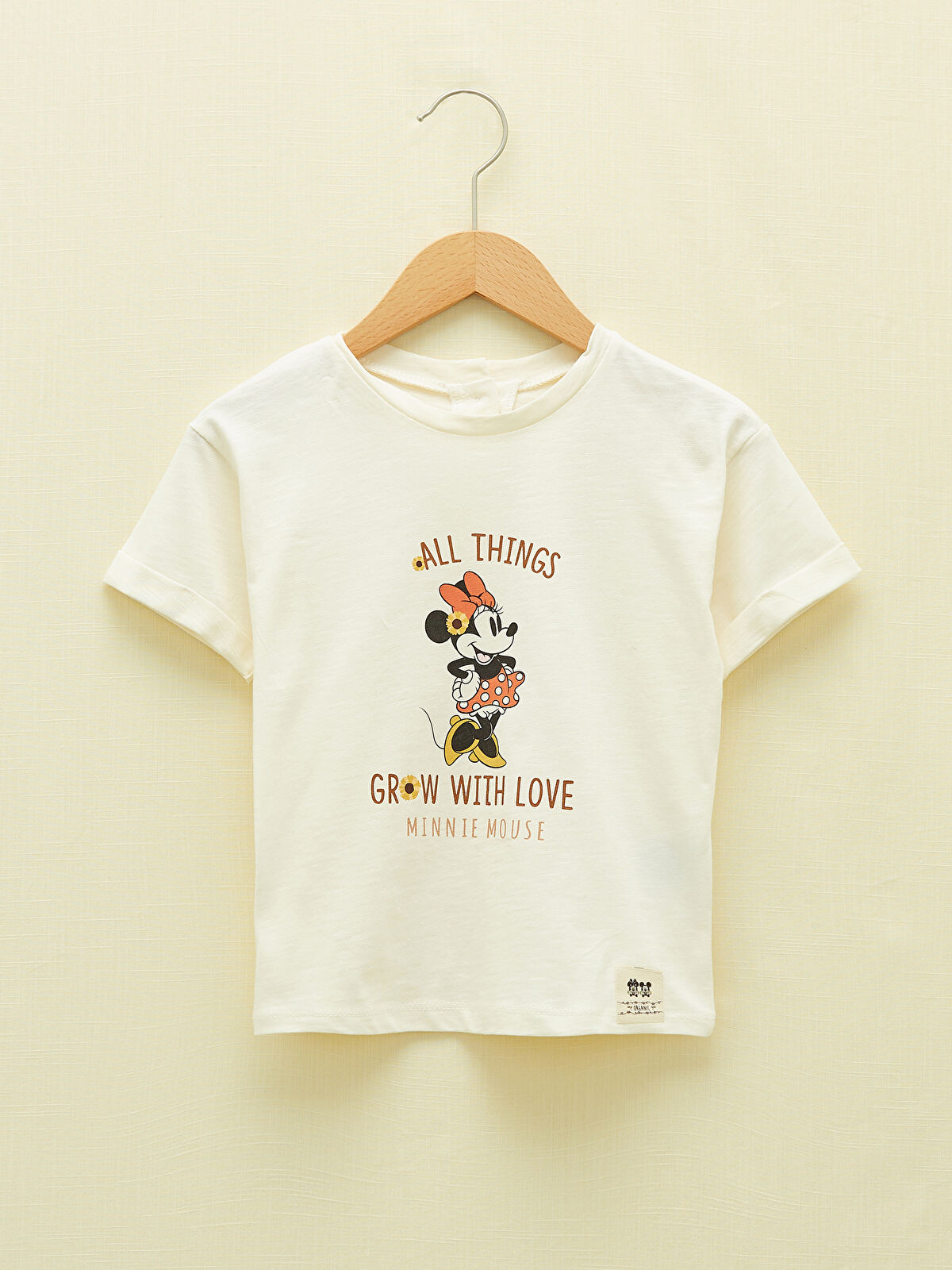 LCW GREEN Bisiklet Yaka Kısa Kollu Minnie Mouse Baskılı Organik Pamuklu Kız Bebek Tişört