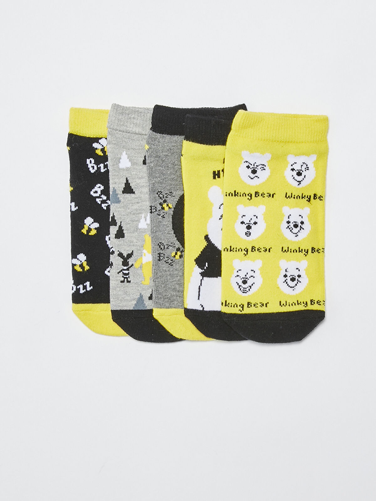 Winnie the Pooh Desenli Erkek Çocuk Patik Çorap 5'li