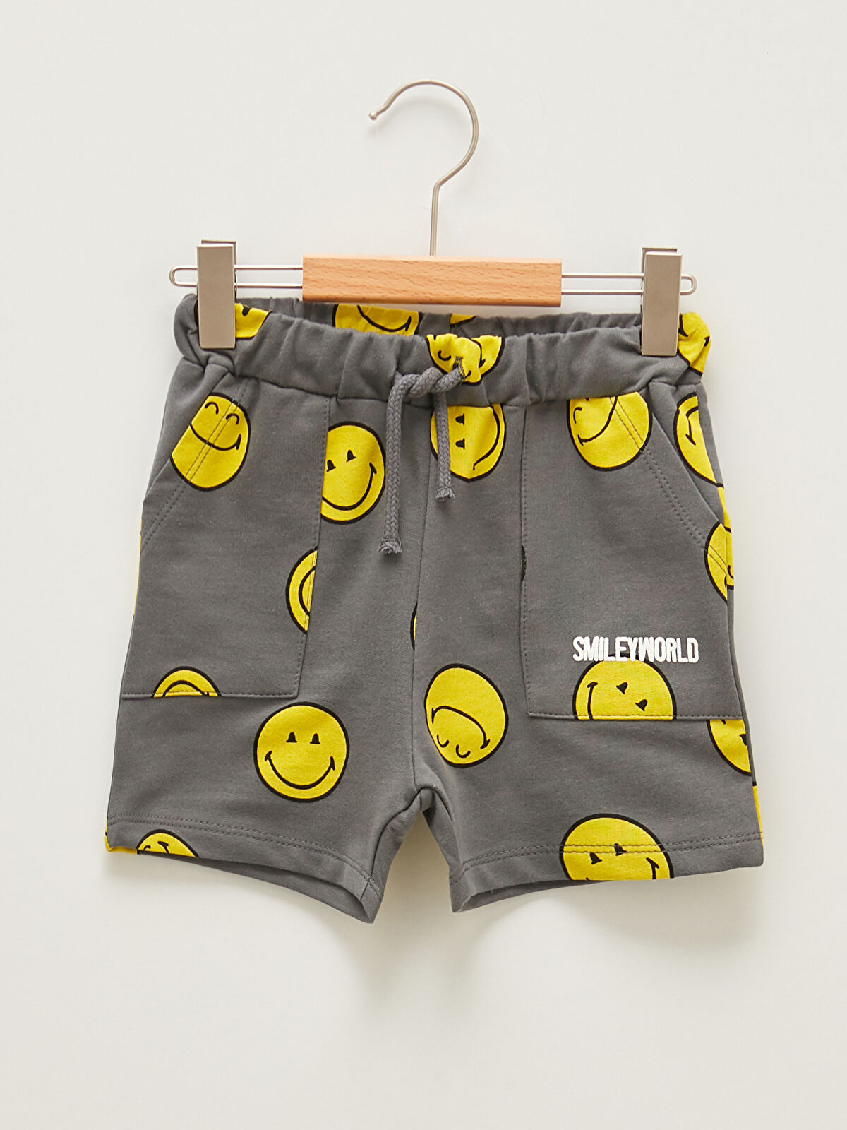 Beli Lastikli Smiley Baskılı Erkek Bebek Şort