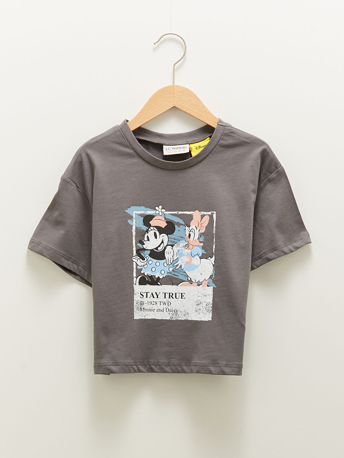 Bisiklet Yaka Minnie ve Daisy Baskılı Kısa Kollu Kız Çocuk Tişört