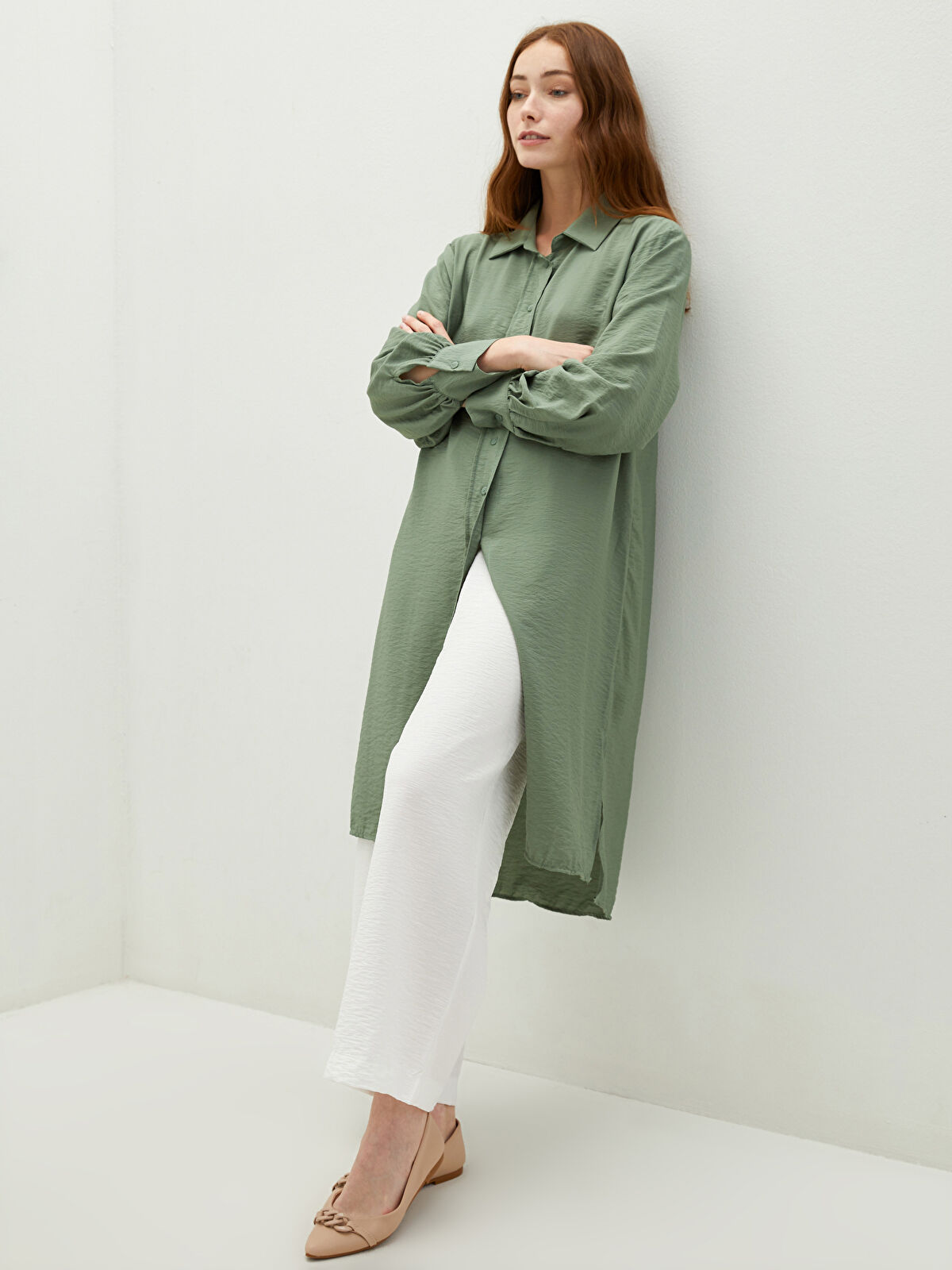 MODEST Beli Lastikli Düz Kadın Palazzo Pantolon