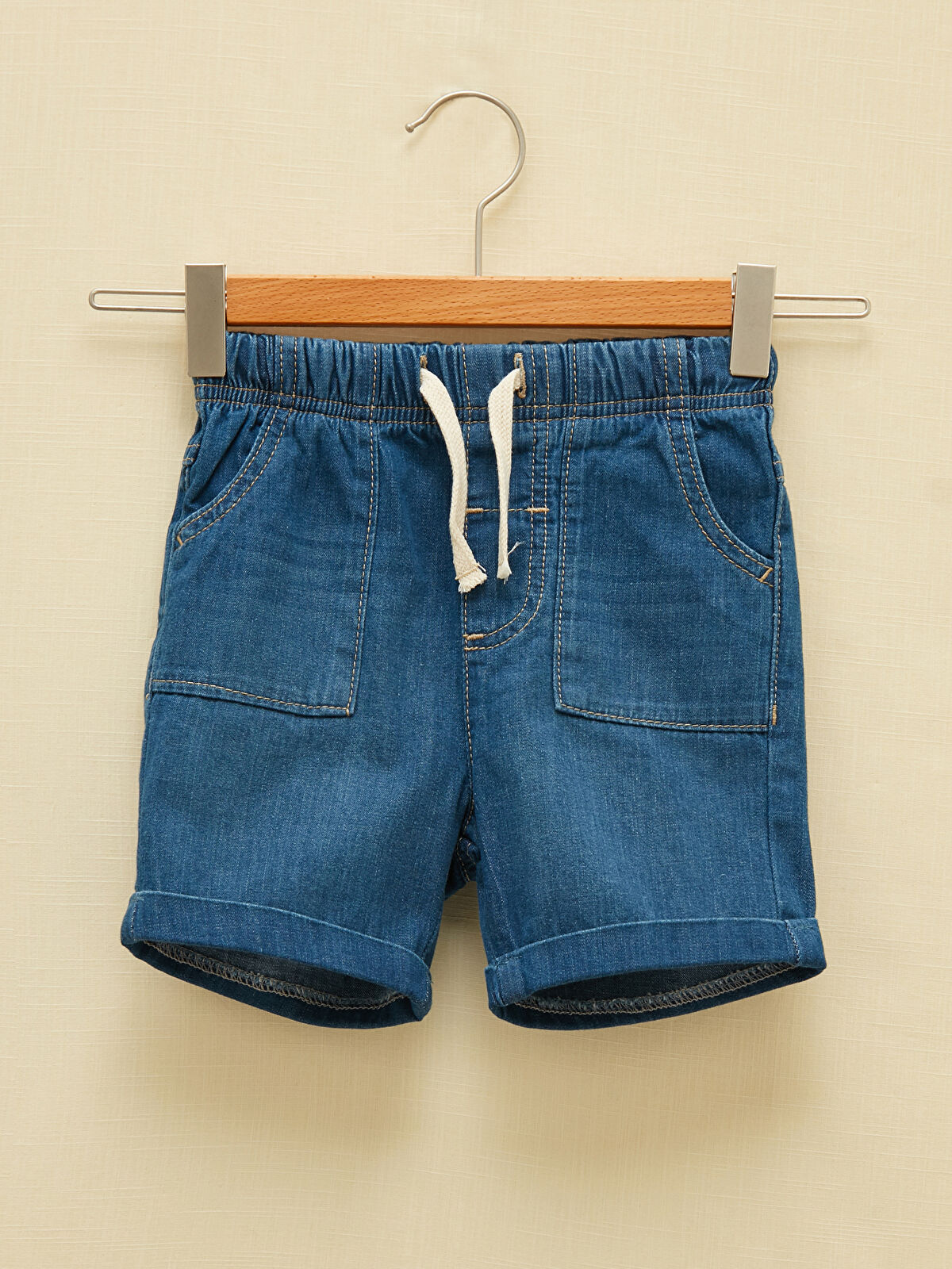 Beli Lastikli Basic Erkek Bebek Jean Şort