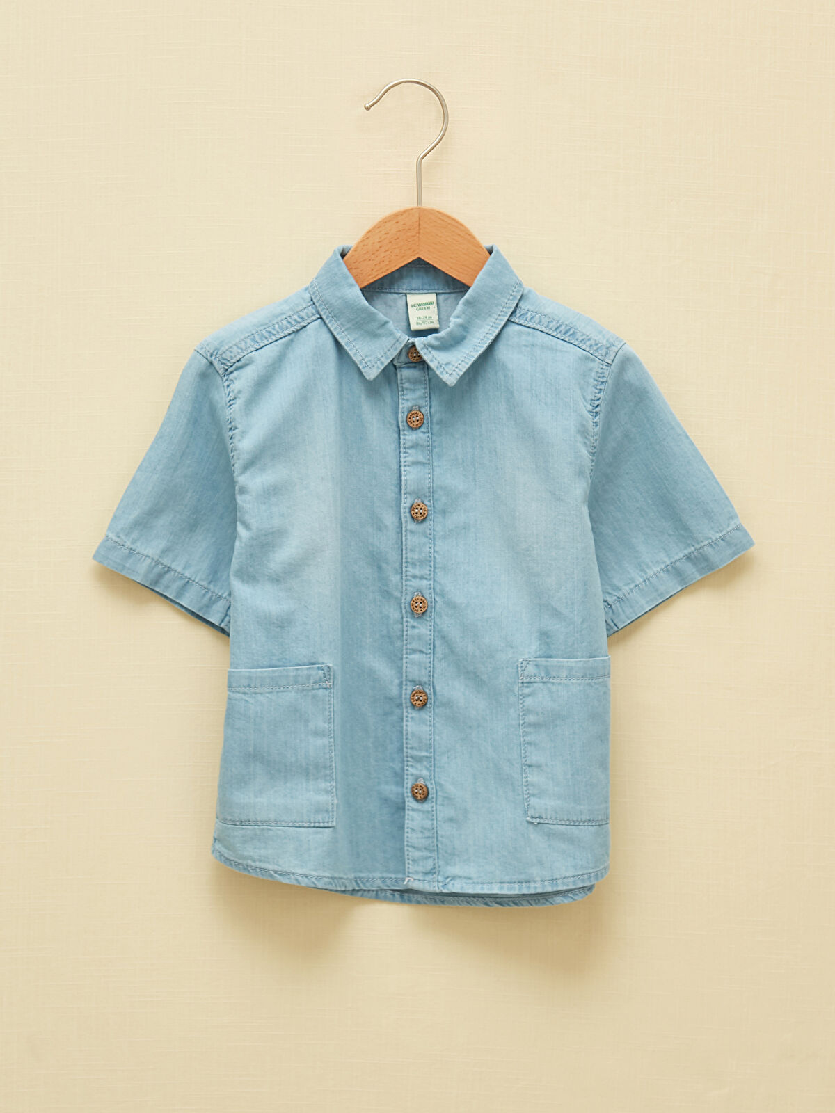 Kısa Kollu Basic Erkek Bebek Jean Gömlek