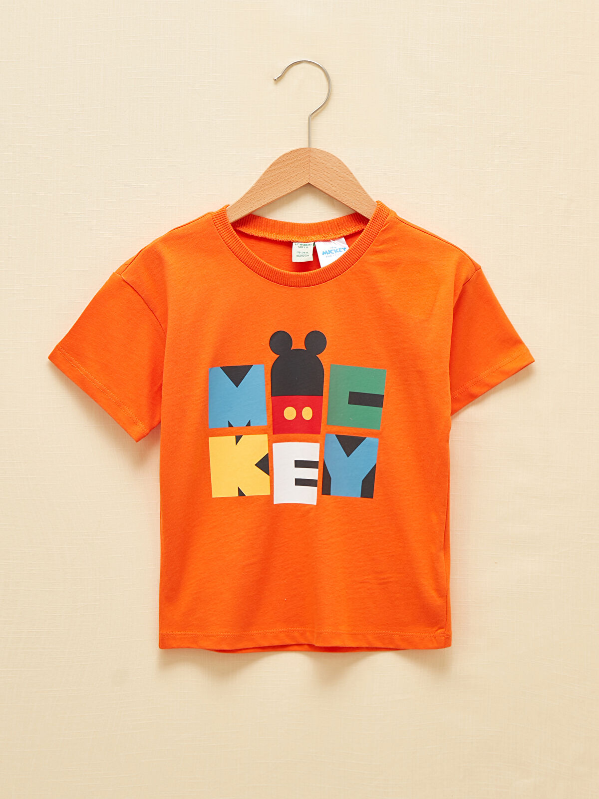 LCW GREEN Bisiklet Yaka Kısa Kollu Mickey Mouse Baskılı Organik Pamuklu Erkek Bebek Tişört