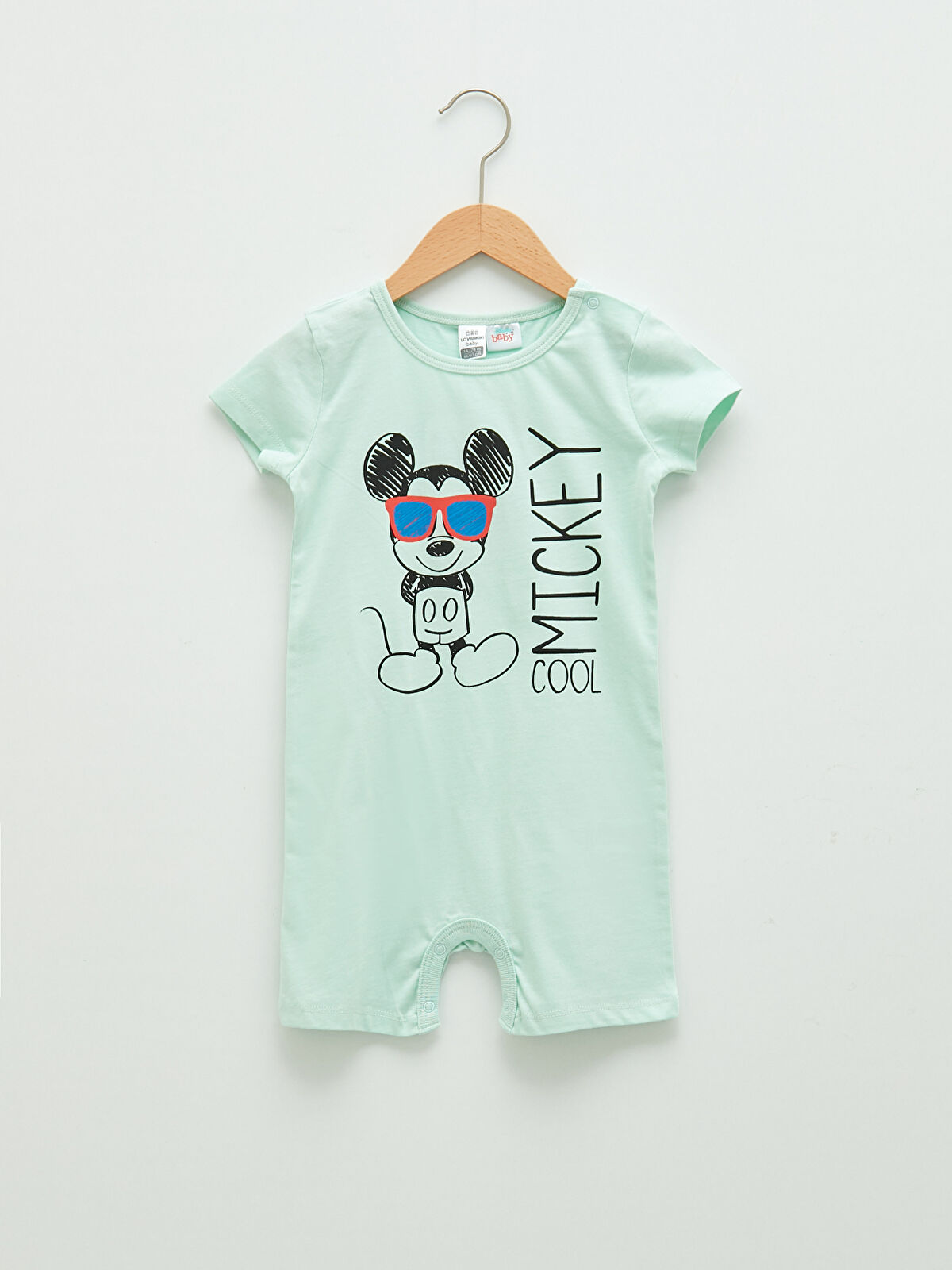 Bisiklet Yaka Kısa Kollu Mickey Mouse Baskılı Pamuklu Erkek Bebek Tulum Bisiklet Yaka Kısa Kollu Mickey Mouse Baskılı Pamuklu Erkek Bebek Tulum