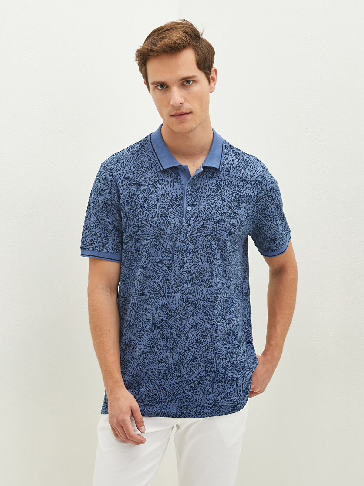 LCW CLASSIC Polo Yaka Kısa Kollu Desenli Erkek Tişört