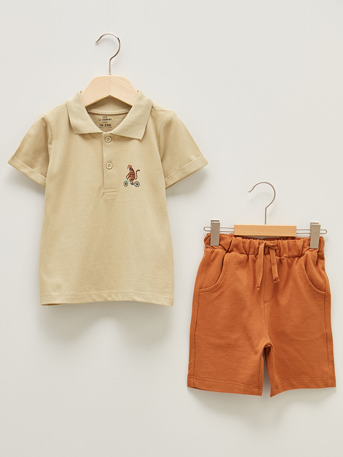 Gömlek Yaka Kısa Kollu Erkek Bebek Tişört ve Şort 2'li Takım