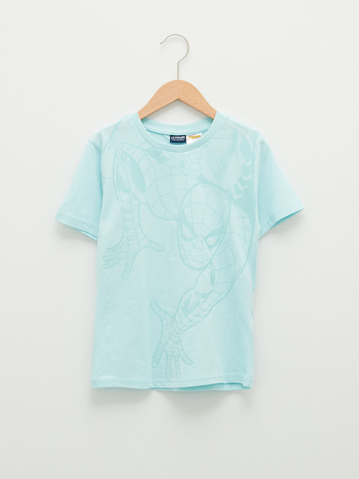 Bisiklet Yaka Spiderman Baskılı Kısa Kollu Pamuklu Erkek Çocuk Tişört