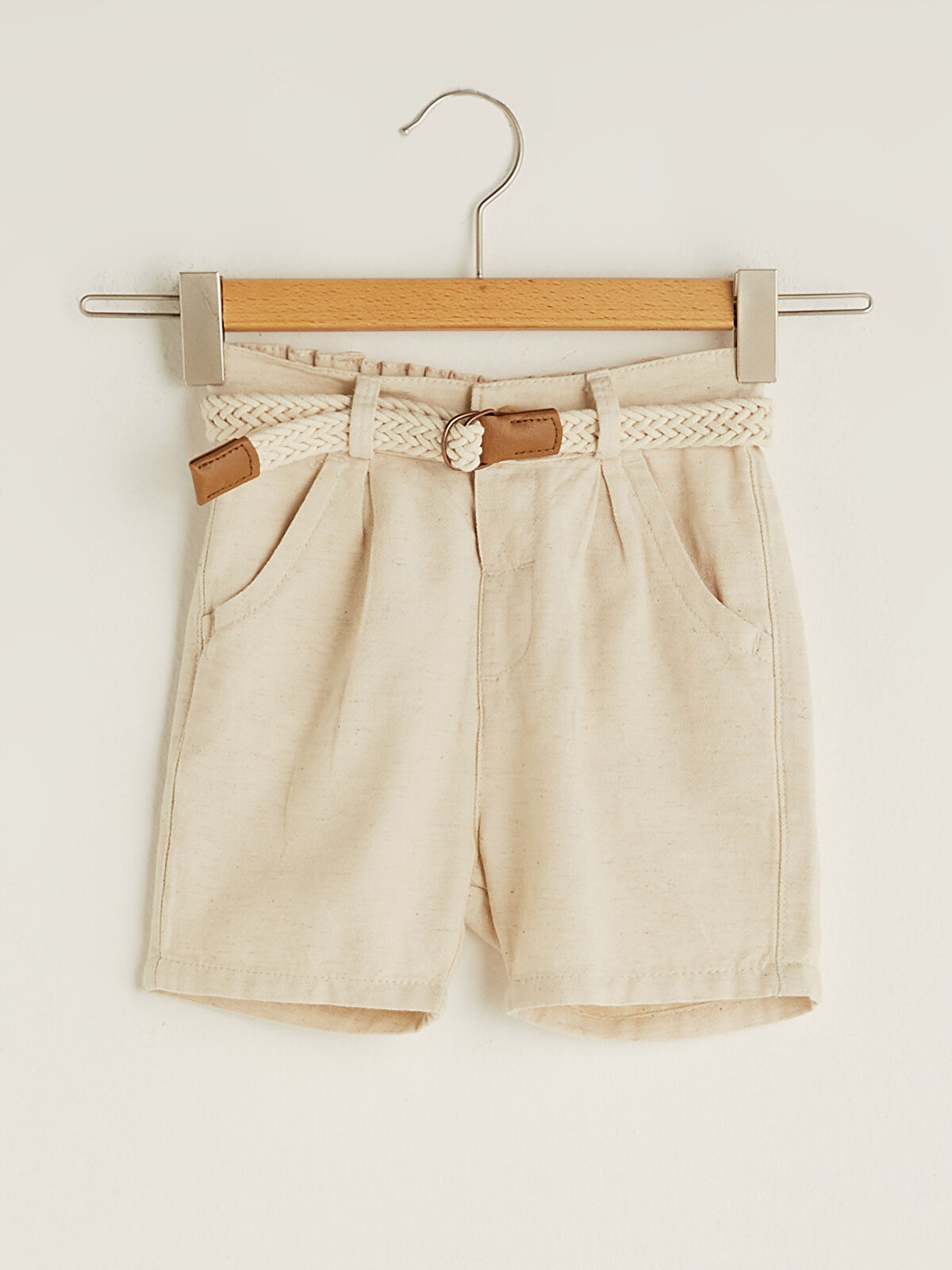 Beli Lastikli Basic Erkek Bebek Şort ve Kemer 2'li Takım