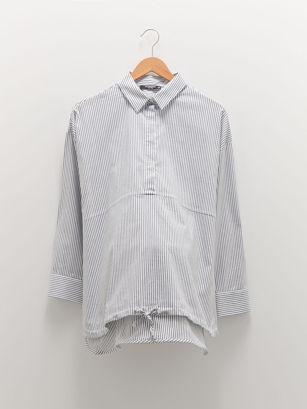 Gömlek Yaka Çizgili Uzun Kollu Poplin Hamile Bluz