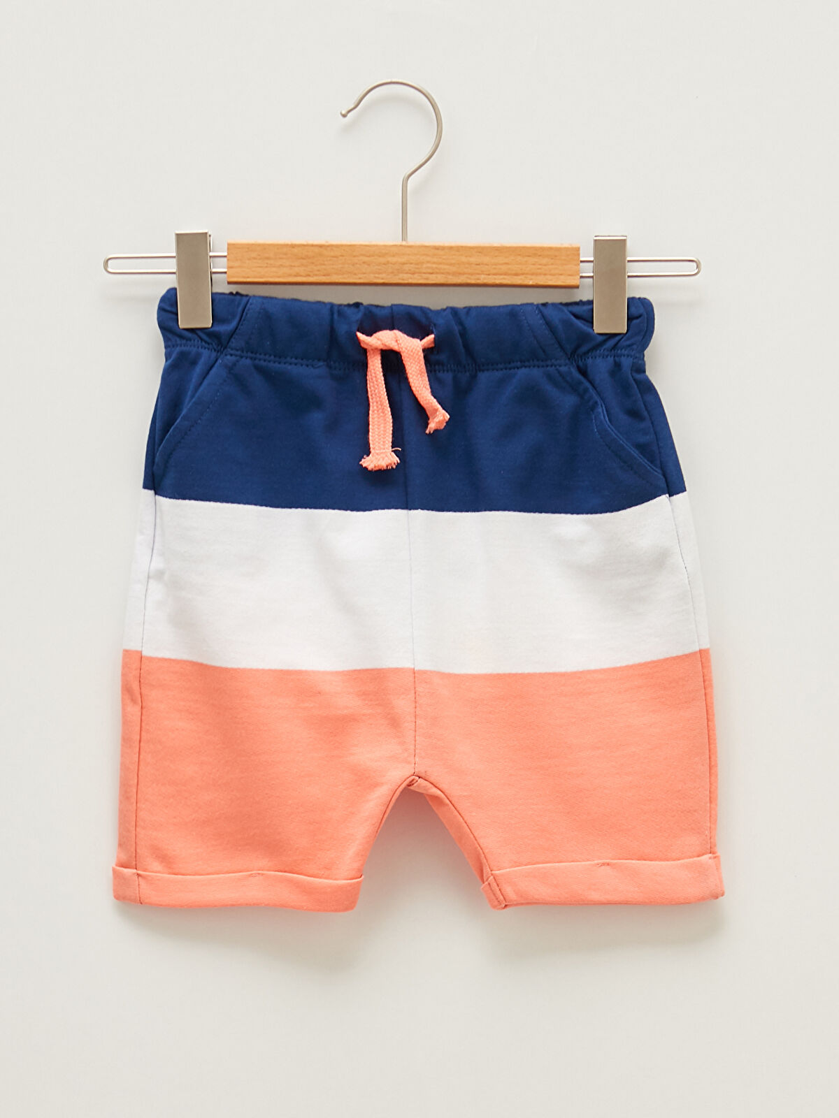 Beli Lastikli Renk Bloklu Erkek Bebek Şort