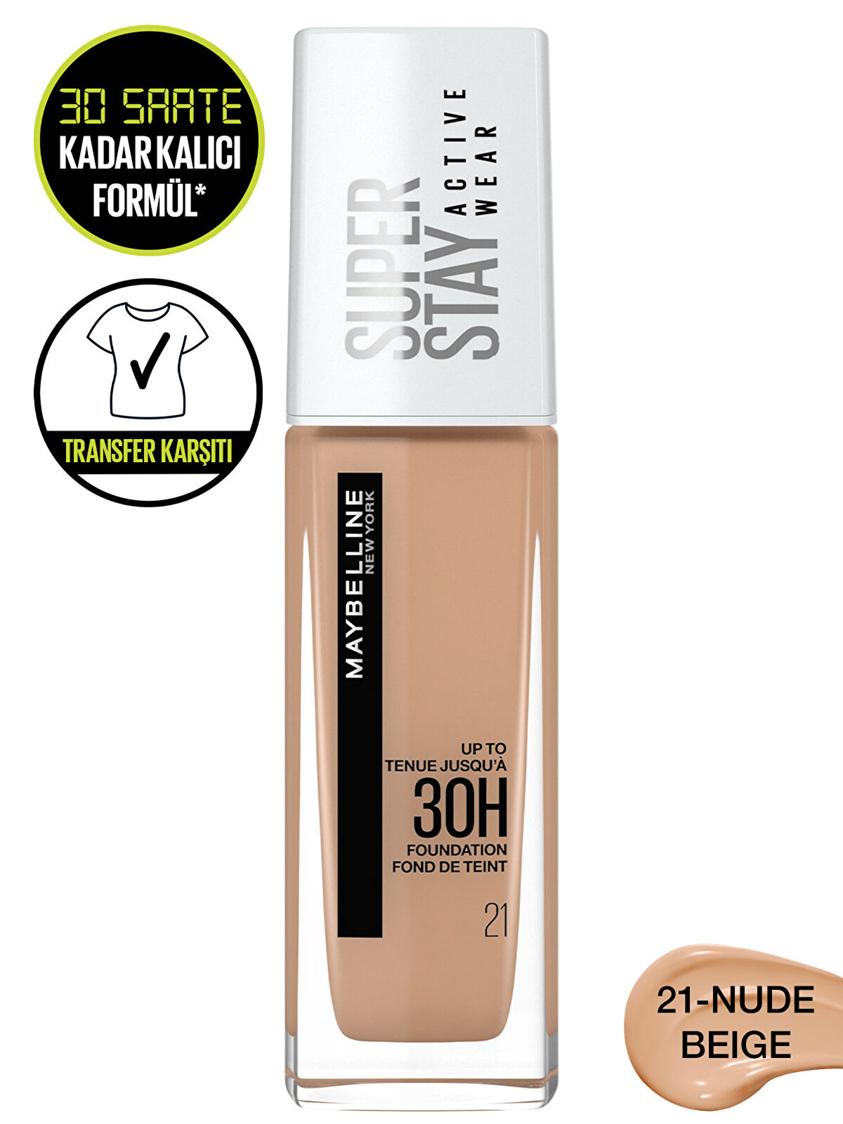 Maybelline New York Superstay Active Wear Fondöten- 21 Nude Beige Maybelline New York Superstay Active Wear Fondöten- 21 Nude Beige