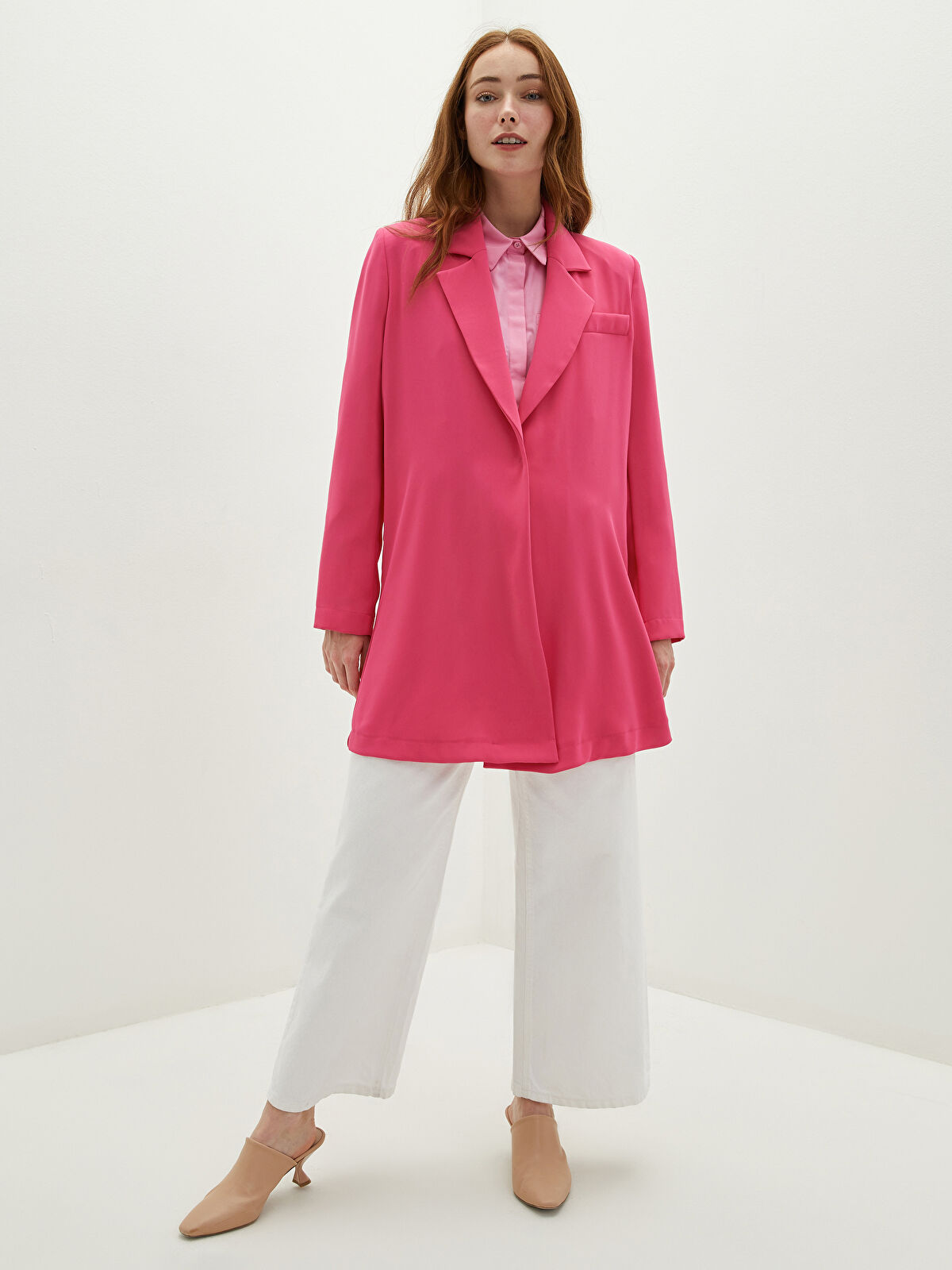 MODEST PREMIUM Bol Fit Önde Tek Düğmeli Cep Detaylı Düz Uzun Kollu Kadın Ceket MODEST PREMIUM Bol Fit Önde Tek Düğmeli Cep Detaylı Düz Uzun Kollu Kadın Ceket