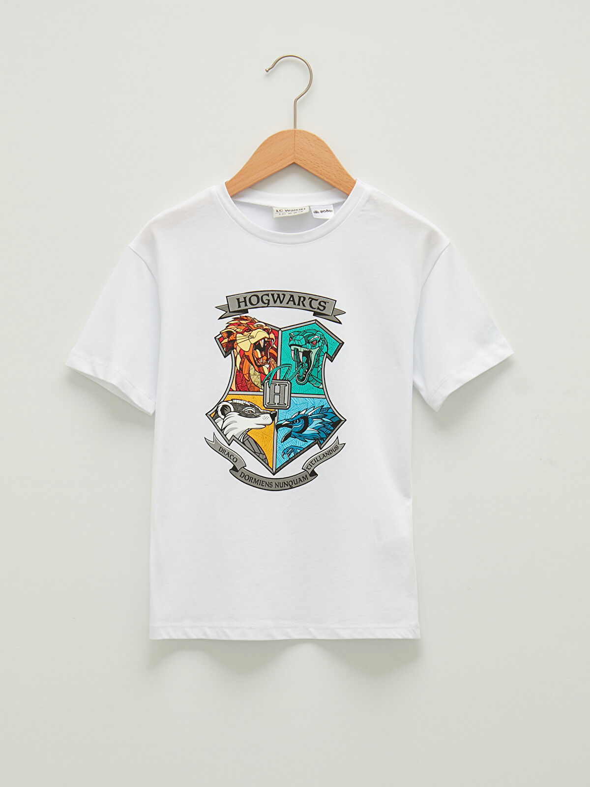 Bisiklet Yaka Harry Potter Baskılı Kısa Kollu Kız Çocuk Tişört