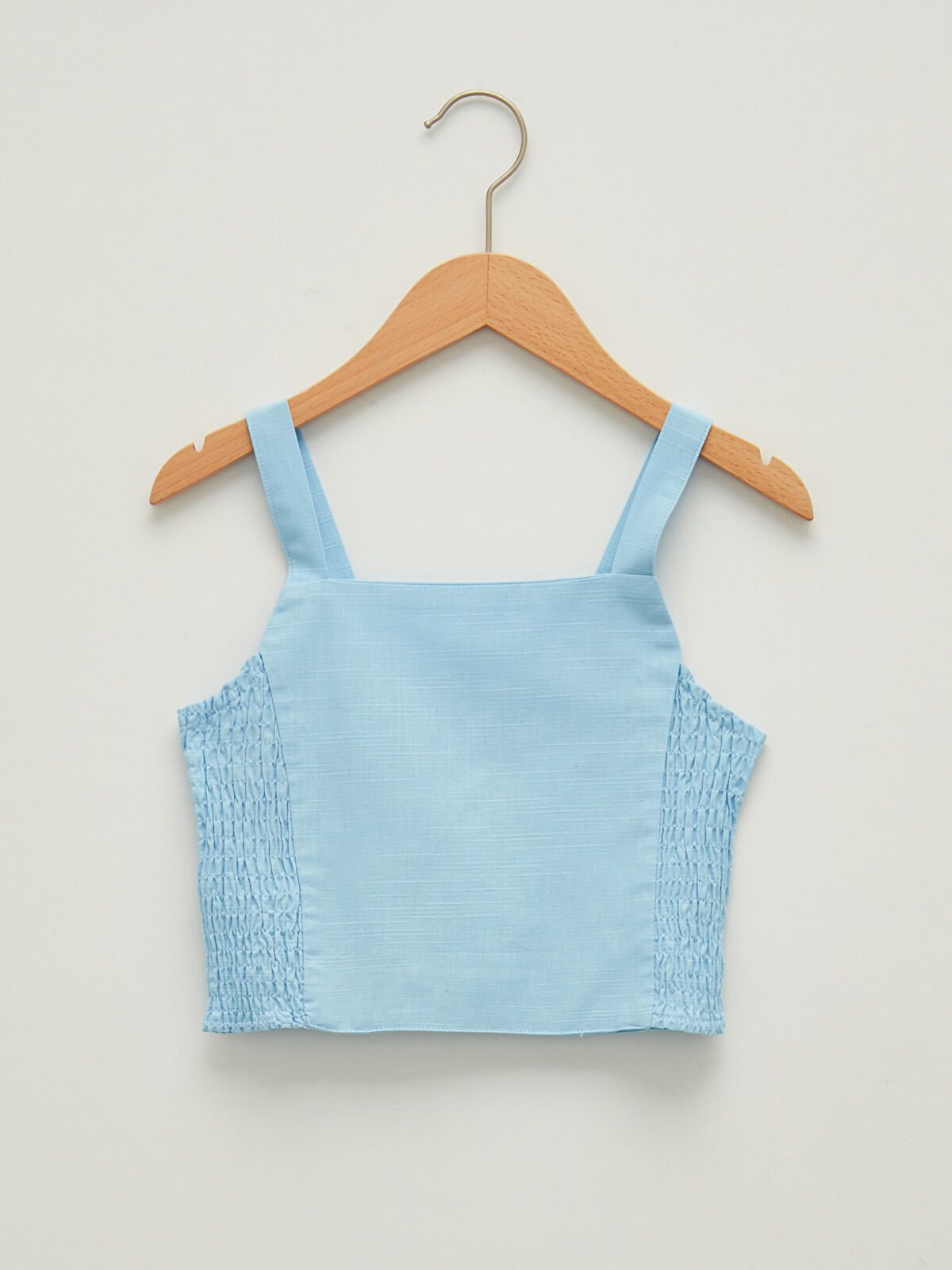 Kare Yaka Basic Askılı Poplin Kız Çocuk Bluz