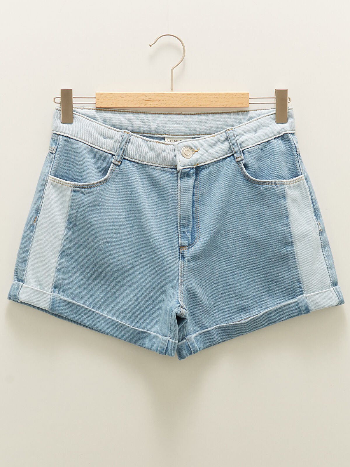 Renk Bloklu Pamuklu Kız Çocuk Jean Şort