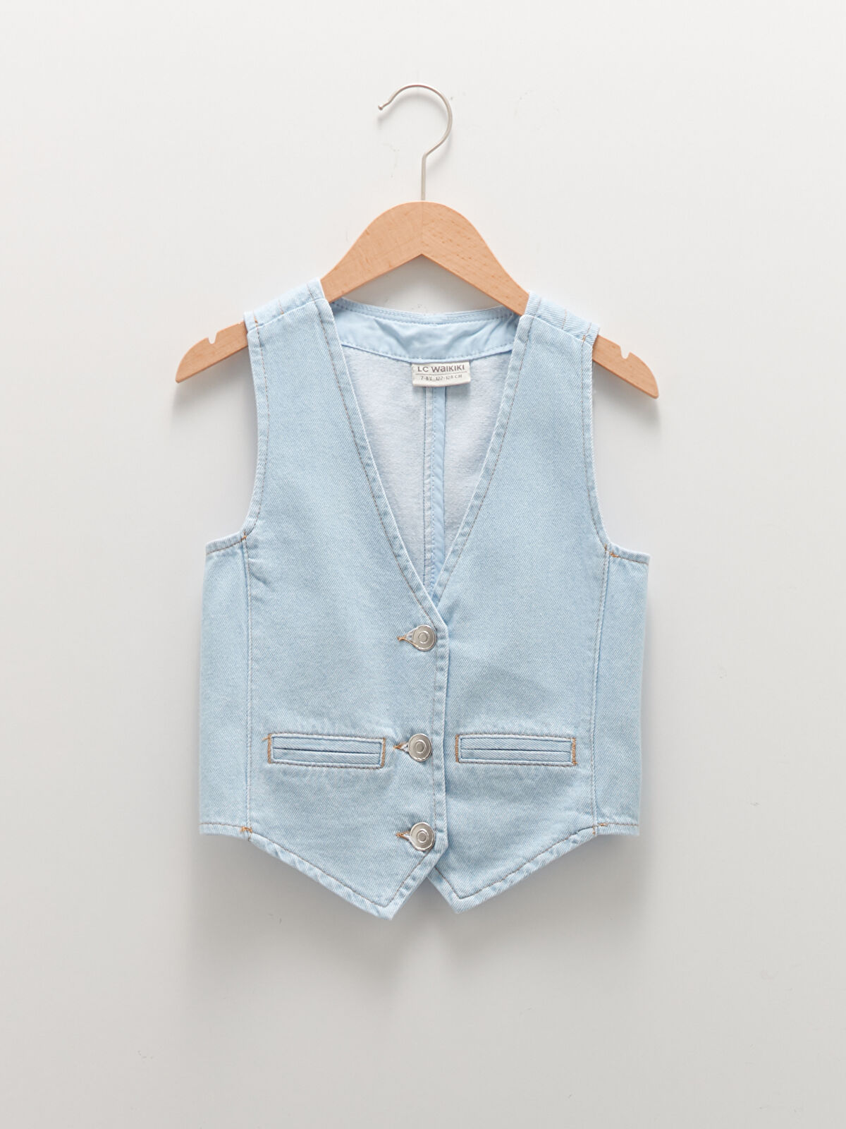 V Yaka Kız Çocuk Jean Yelek