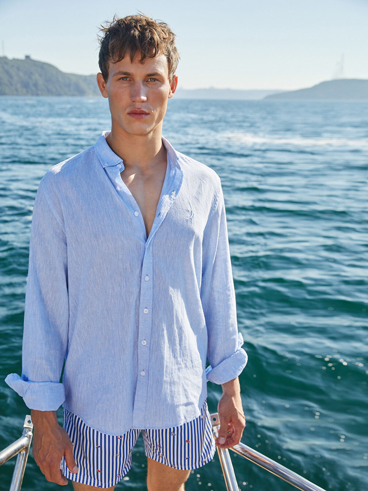 SOUTHBLUE Regular Fit Uzun Kollu Keten Erkek Gömlek