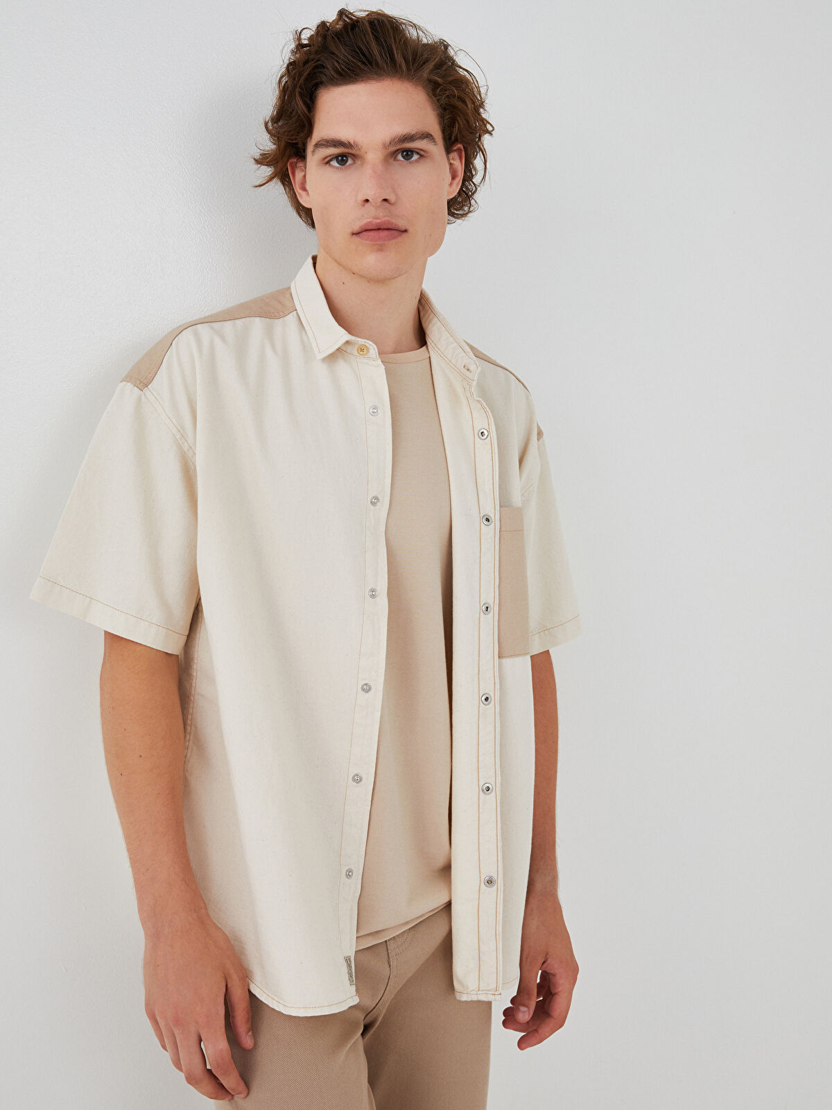 Oversize Kısa Kollu Erkek Jean Gömlek