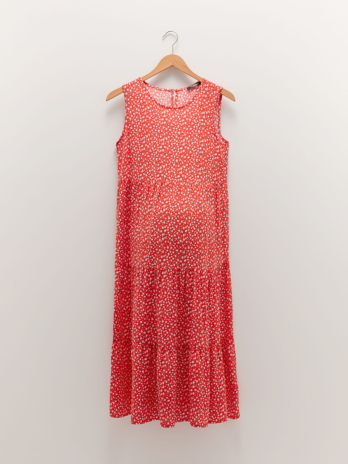 Bisiklet Yaka Çiçekli Kolsuz Viskon Hamile Elbise