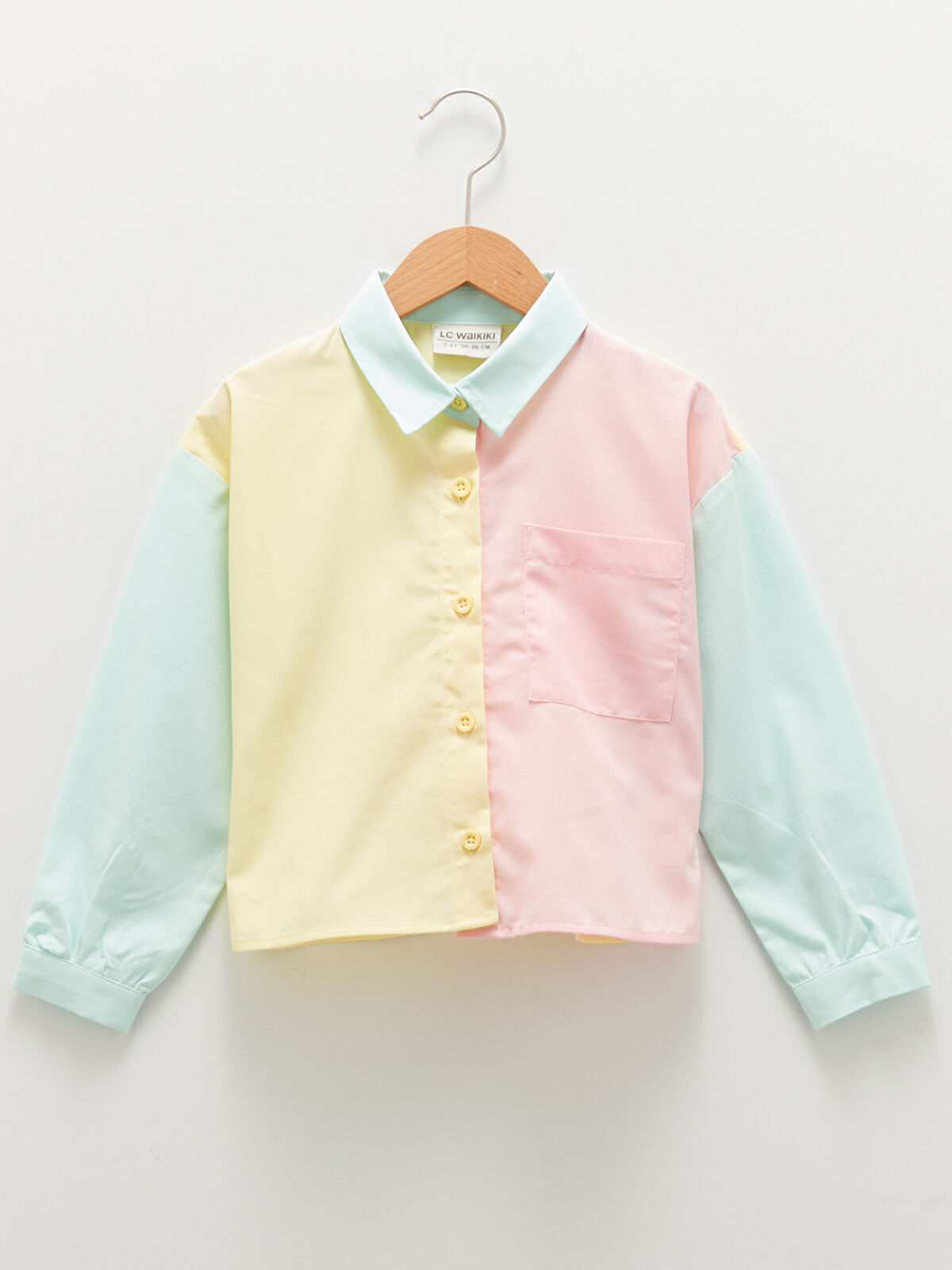 Renk Bloklu Uzun Kollu Poplin Kız Çocuk Gömlek