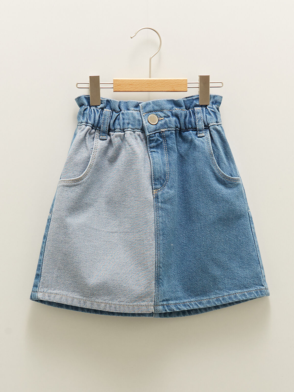 Beli Lastikli Pamuklu Kız Çocuk Jean Etek