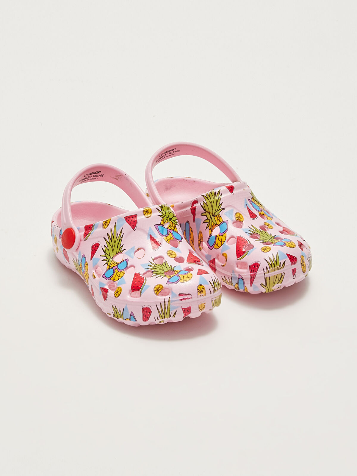 Delikli Görünümlü Baskılı Kız Bebek Sandalet