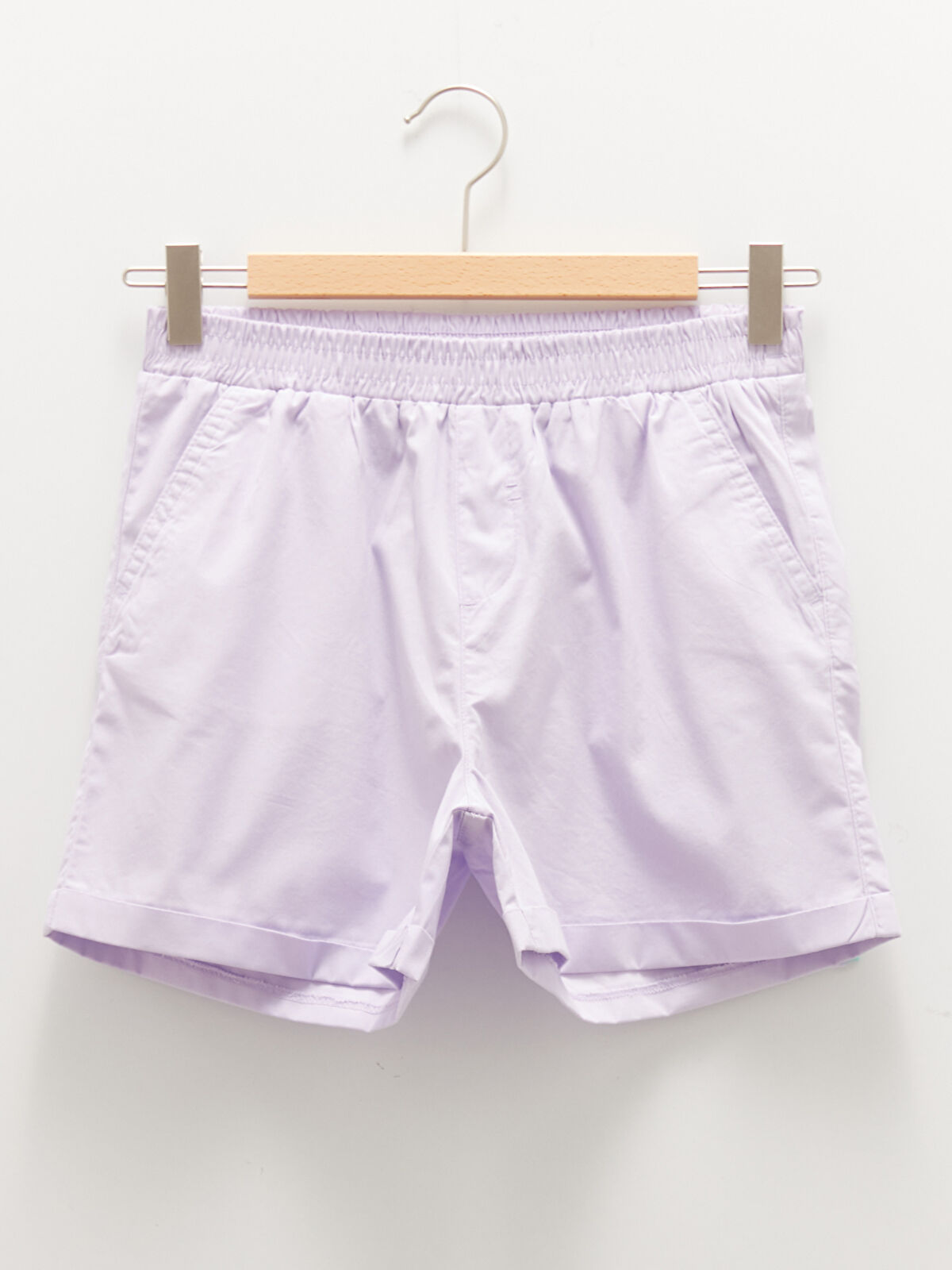 Beli Lastikli Basic Poplin Kız Çocuk Şort