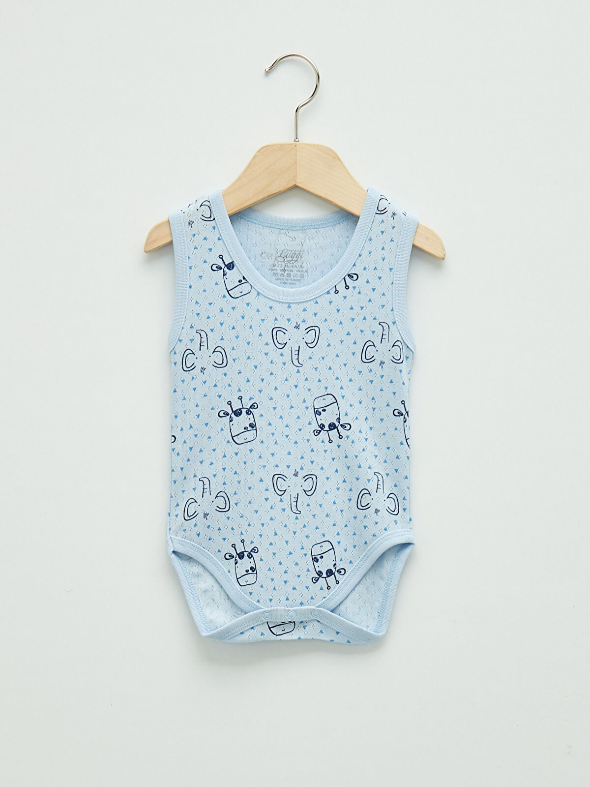 Luggi Baby Bisiklet Yaka Kendinden Desenli Pamuklu Erkek Bebek Çıtçıtlı Body