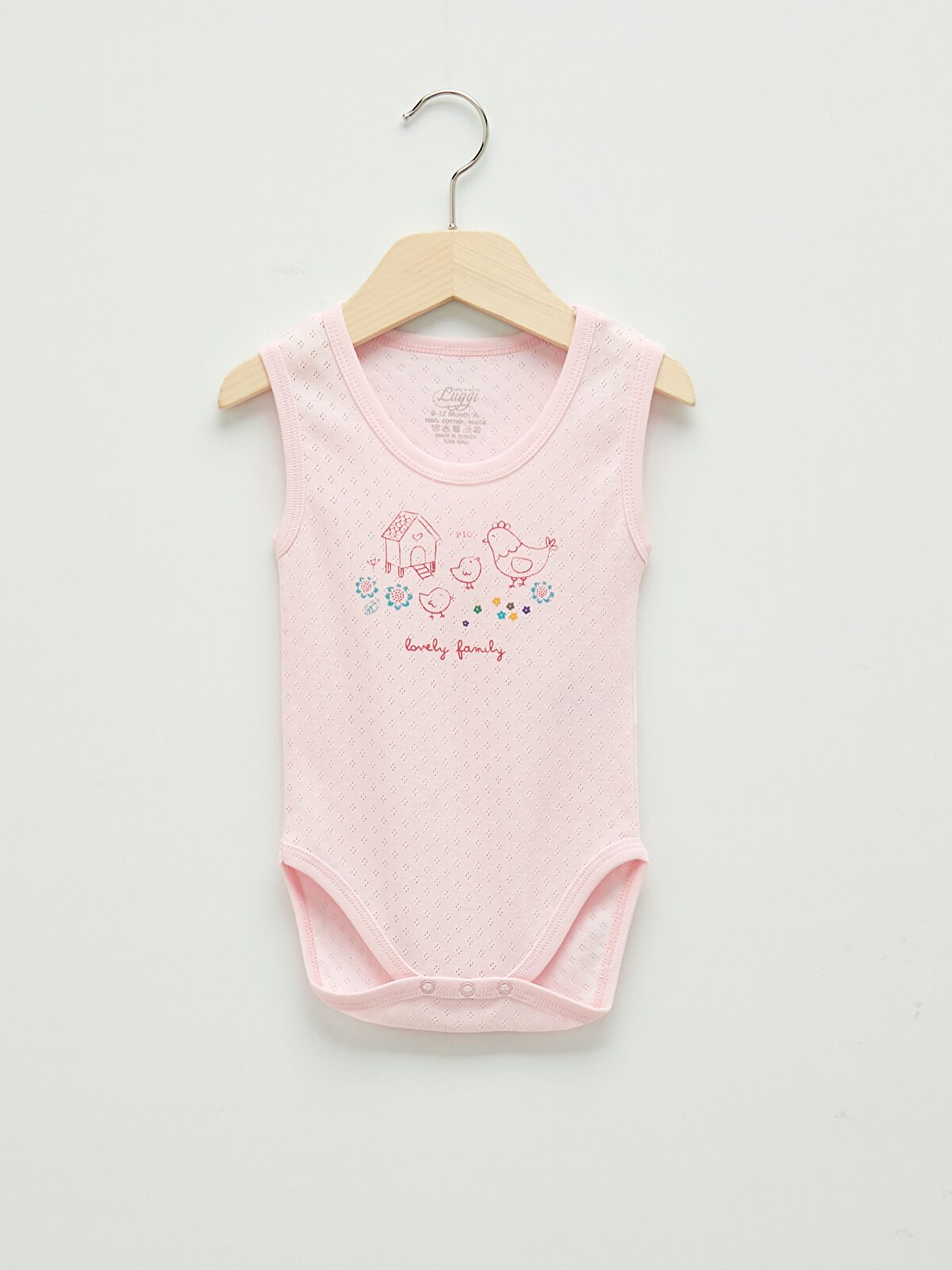 Luggi Baby Bisiklet Kendinden Desenli Pamuklu Kız Bebek Çıtçıtlı Body