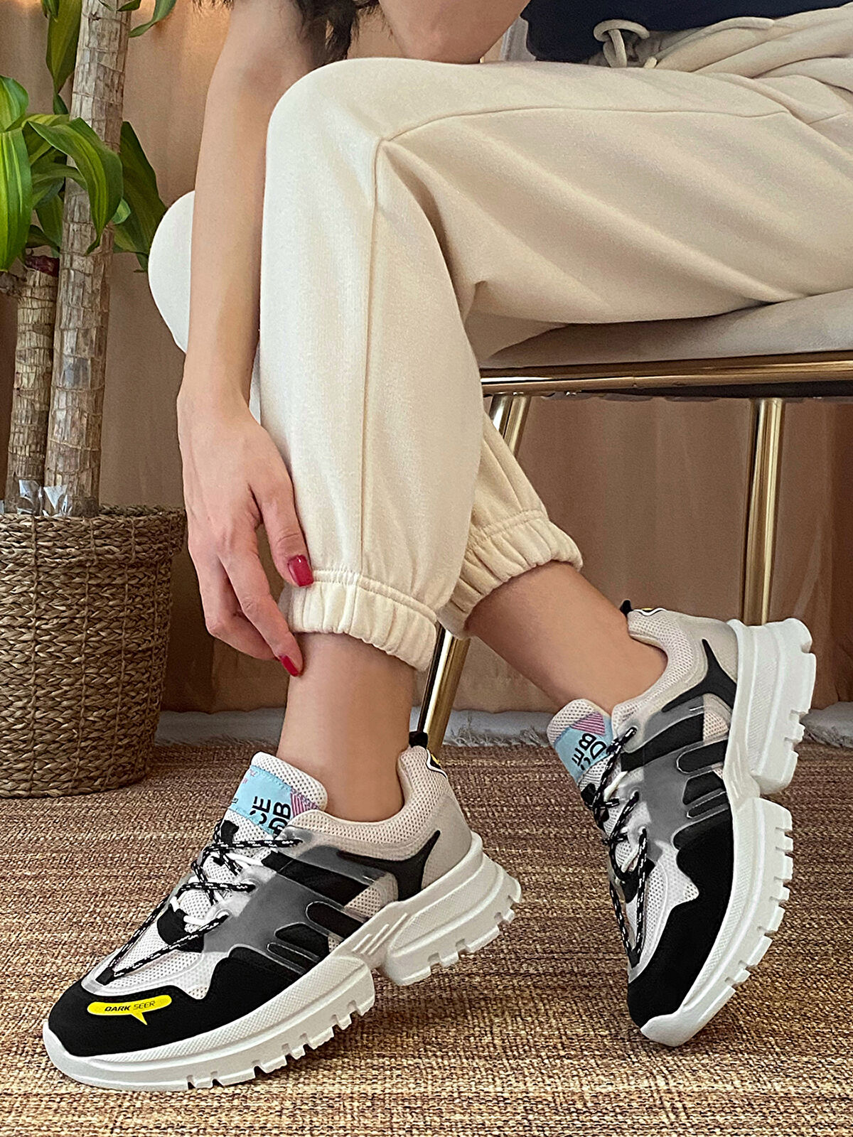 Dark Seer File Detaylı Bağcıklı Kadın Aktif Spor Ayakkabı