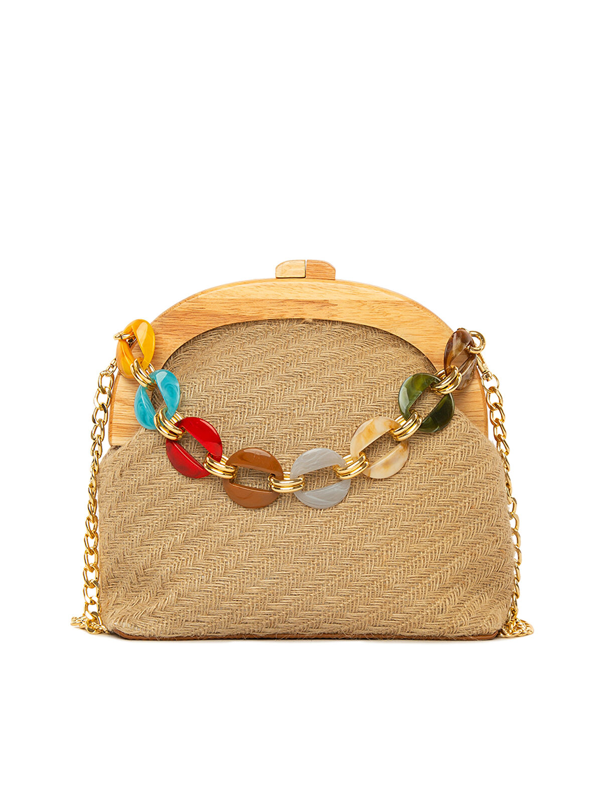 Bagmori Ahşap Akik Aksesuarlı Hasır Çanta Bagmori Ahşap Akik Aksesuarlı Hasır Çanta