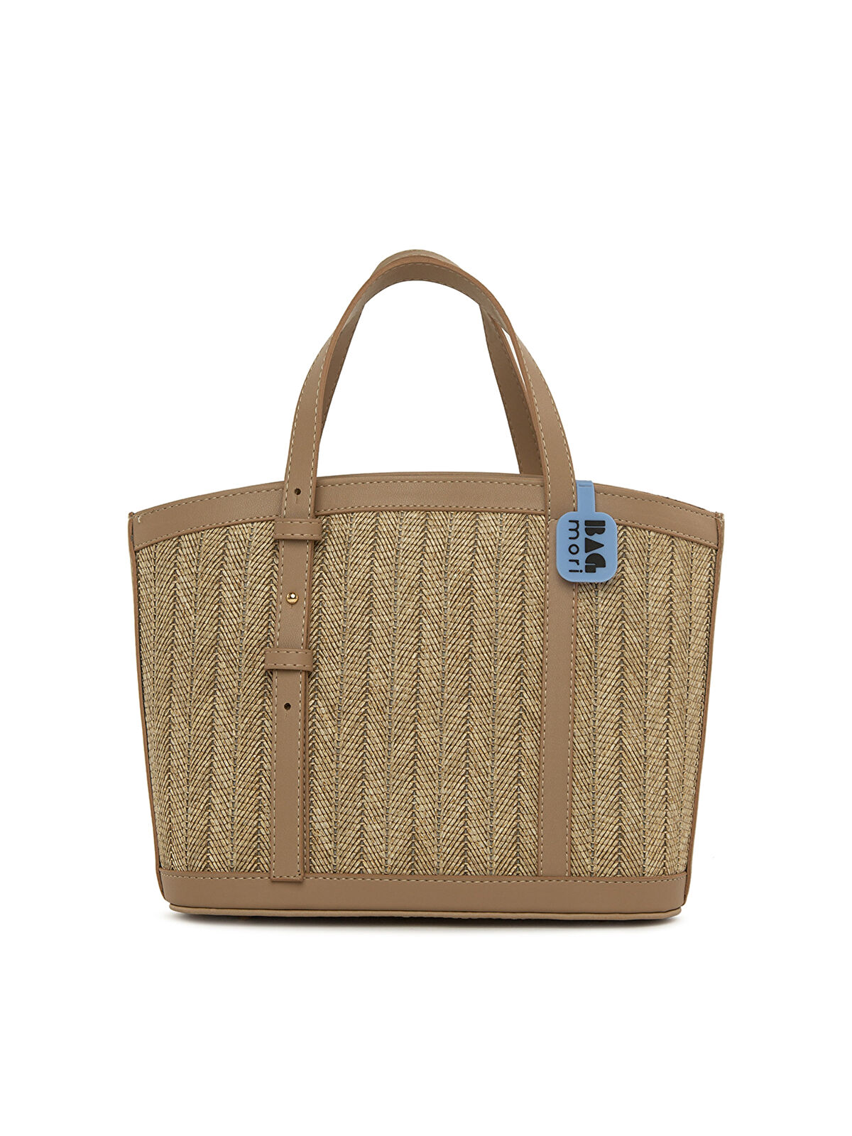 Bagmori Deri Garnili Büyük Hasır Kol Çantası