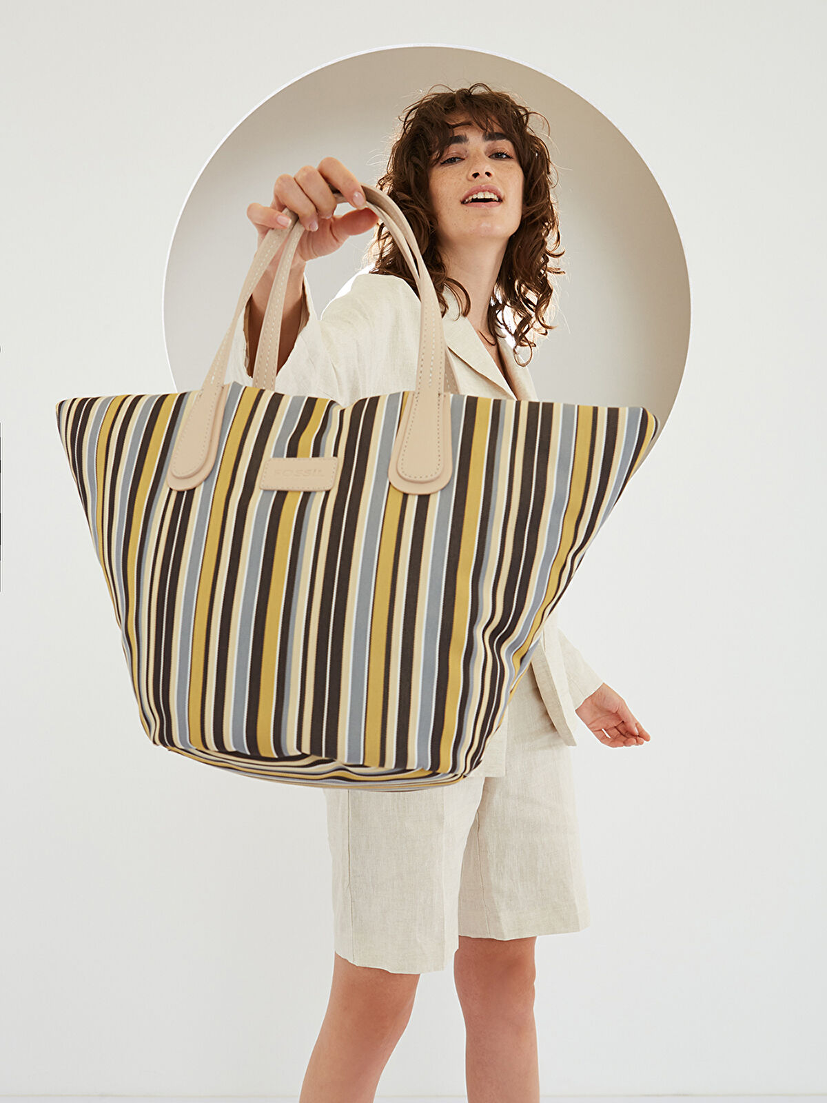 Fossil Çizgili Kadın Kol Çantası