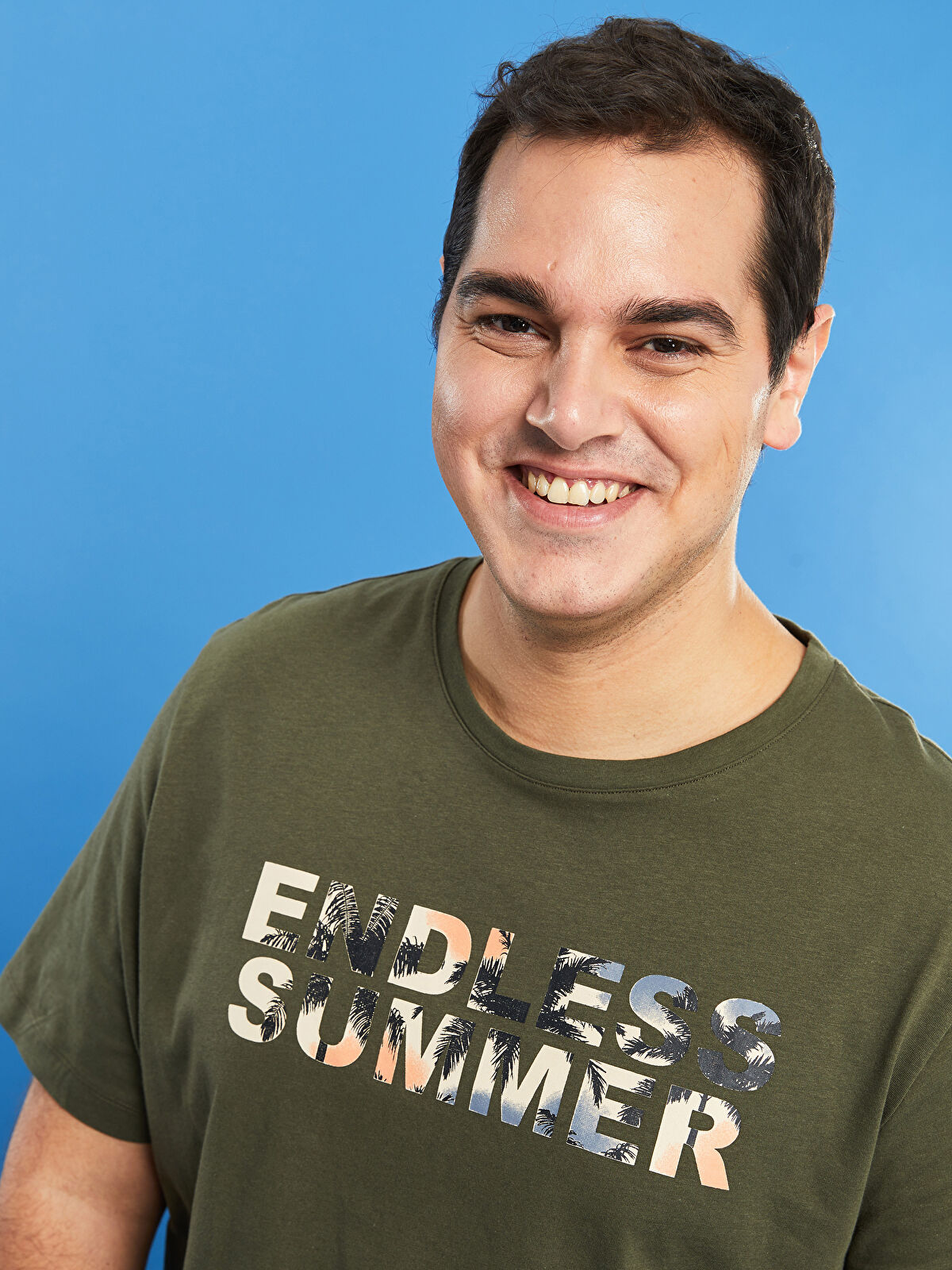 Büyük Beden Bisiklet Yaka Kısa Kollu Baskılı Penye Erkek Tişört