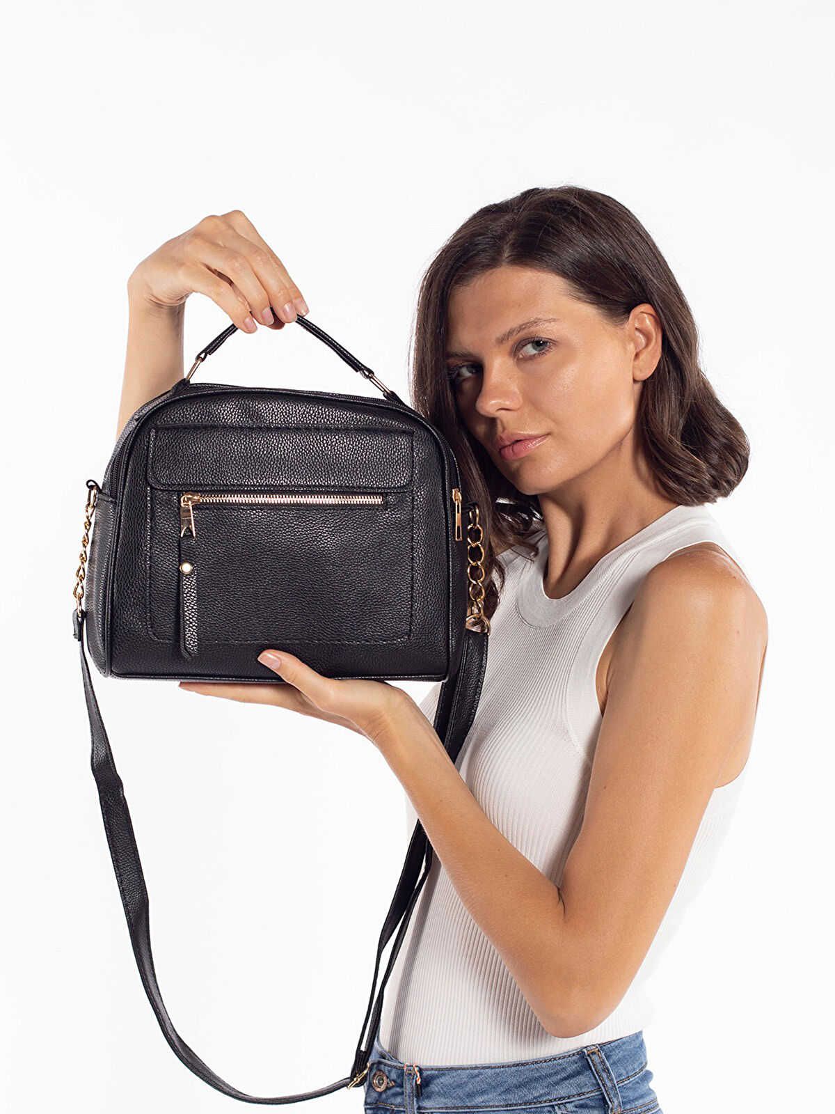 Madamra Çok Bölmeli Kadın Omuz Çantası