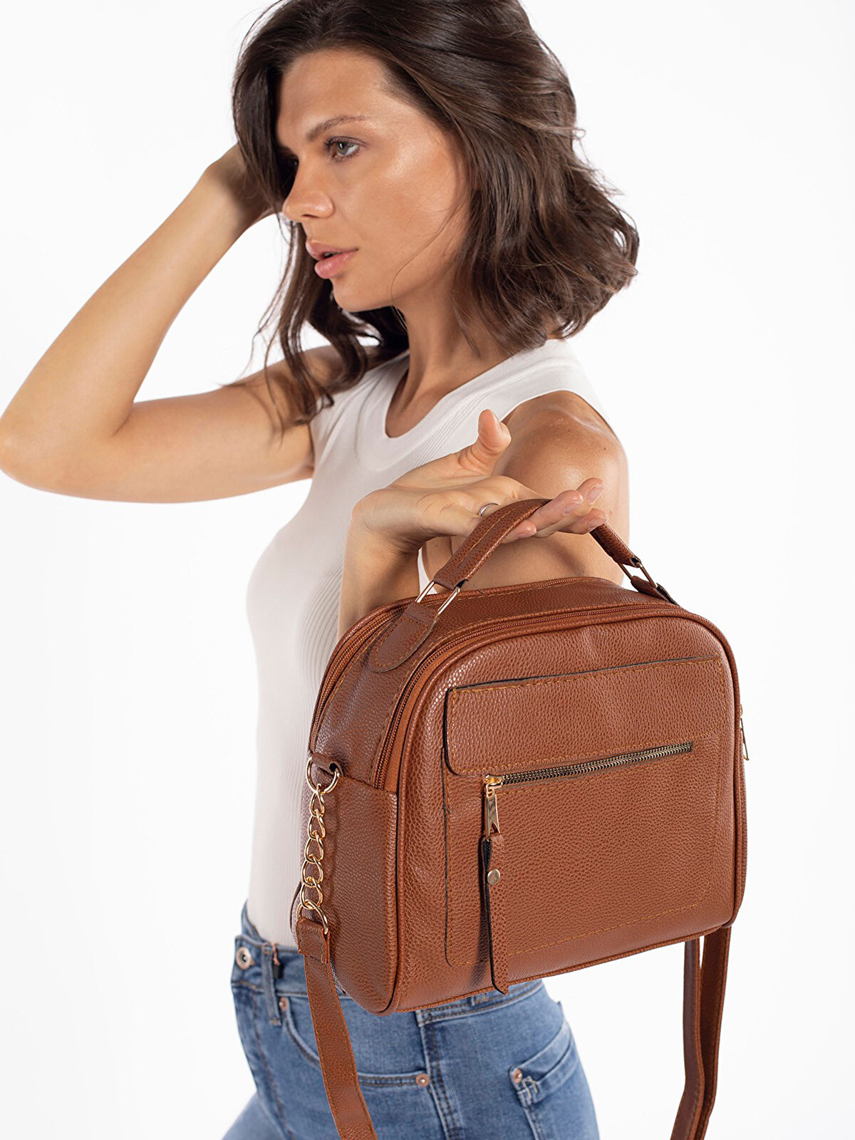 Madamra Çok Bölmeli Kadın Omuz Çantası