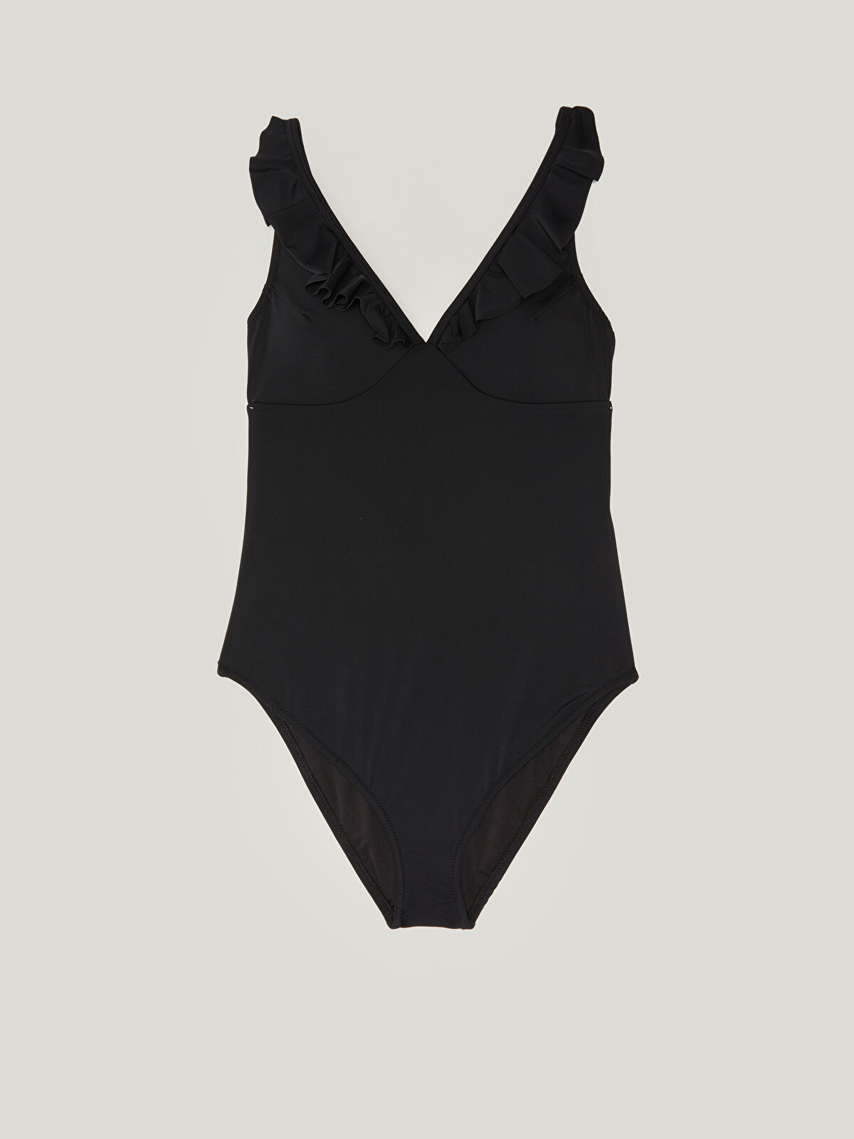 LCW DREAM V Yaka Düz Fırfır Detaylı Kadın Mayo