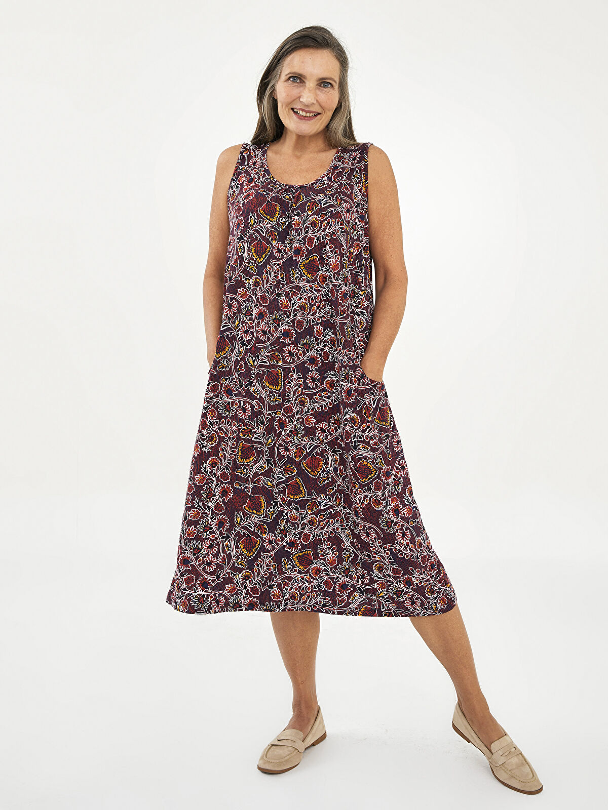 LCW GRACE U Yaka Desenli Kolsuz A Kesim Kadın Elbise LCW GRACE U Yaka Desenli Kolsuz A Kesim Kadın Elbise