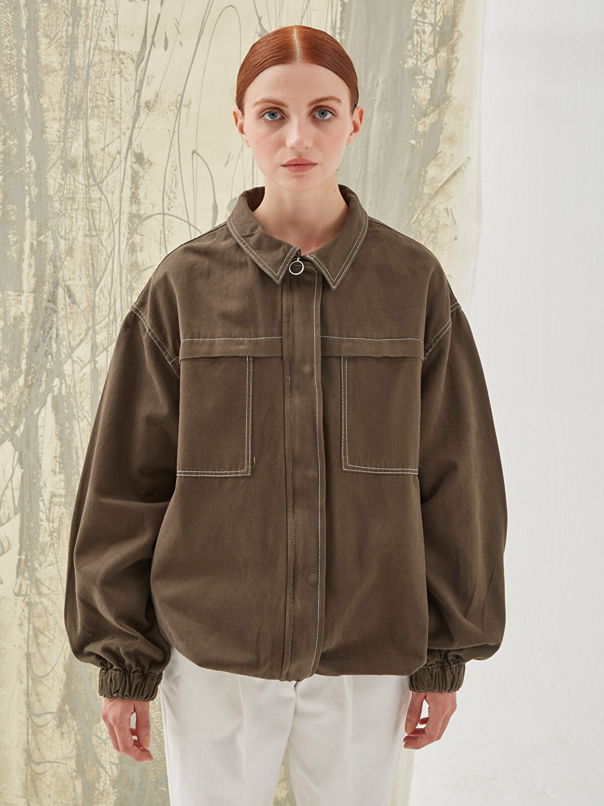 QOOQ STORE Gömlek Yaka Düz Uzun Kollu Kadın Jean Ceket QOOQ STORE Gömlek Yaka Düz Uzun Kollu Kadın Jean Ceket