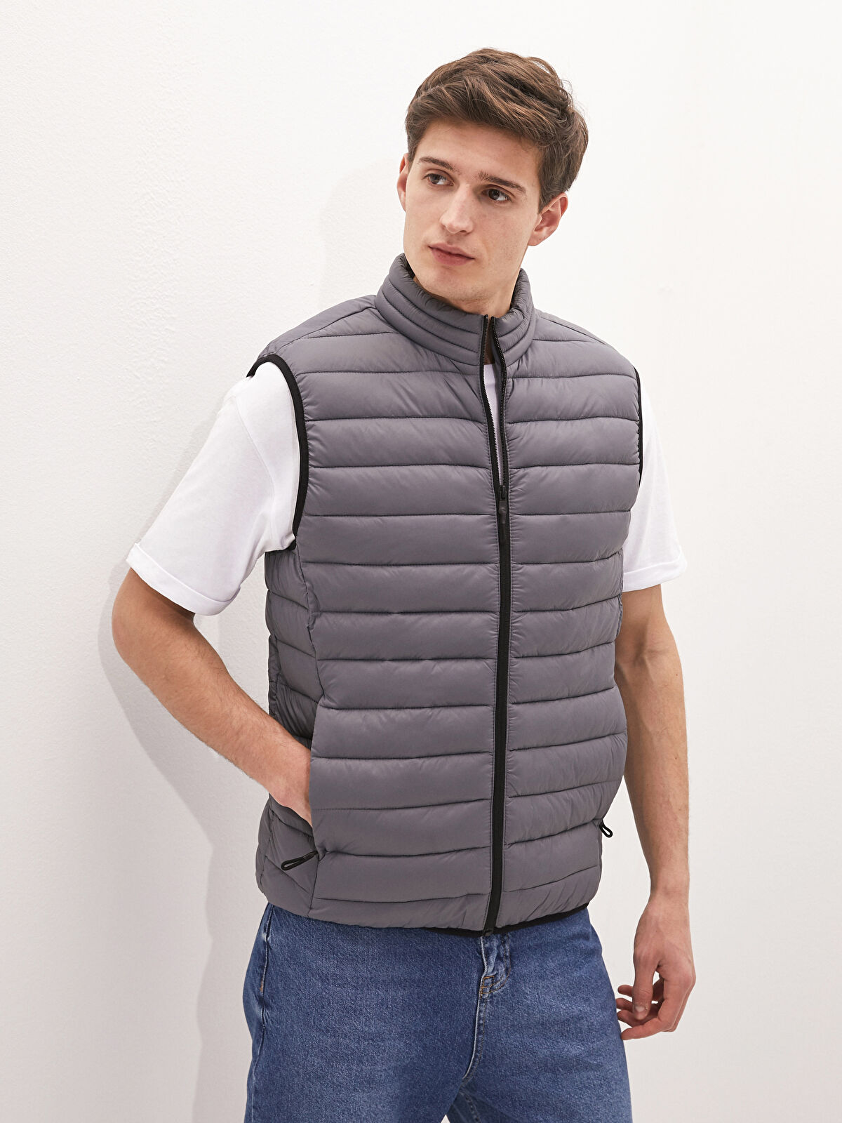 Slim Fit Dik Yaka Erkek Şişme Yelek