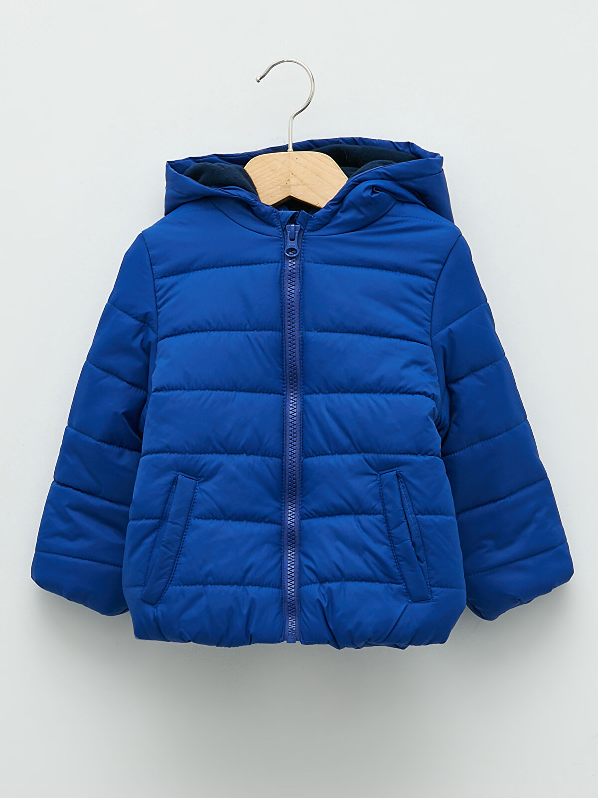 Kapüşonlu Uzun Kollu Basic Erkek Bebek Fermuarlı Mont