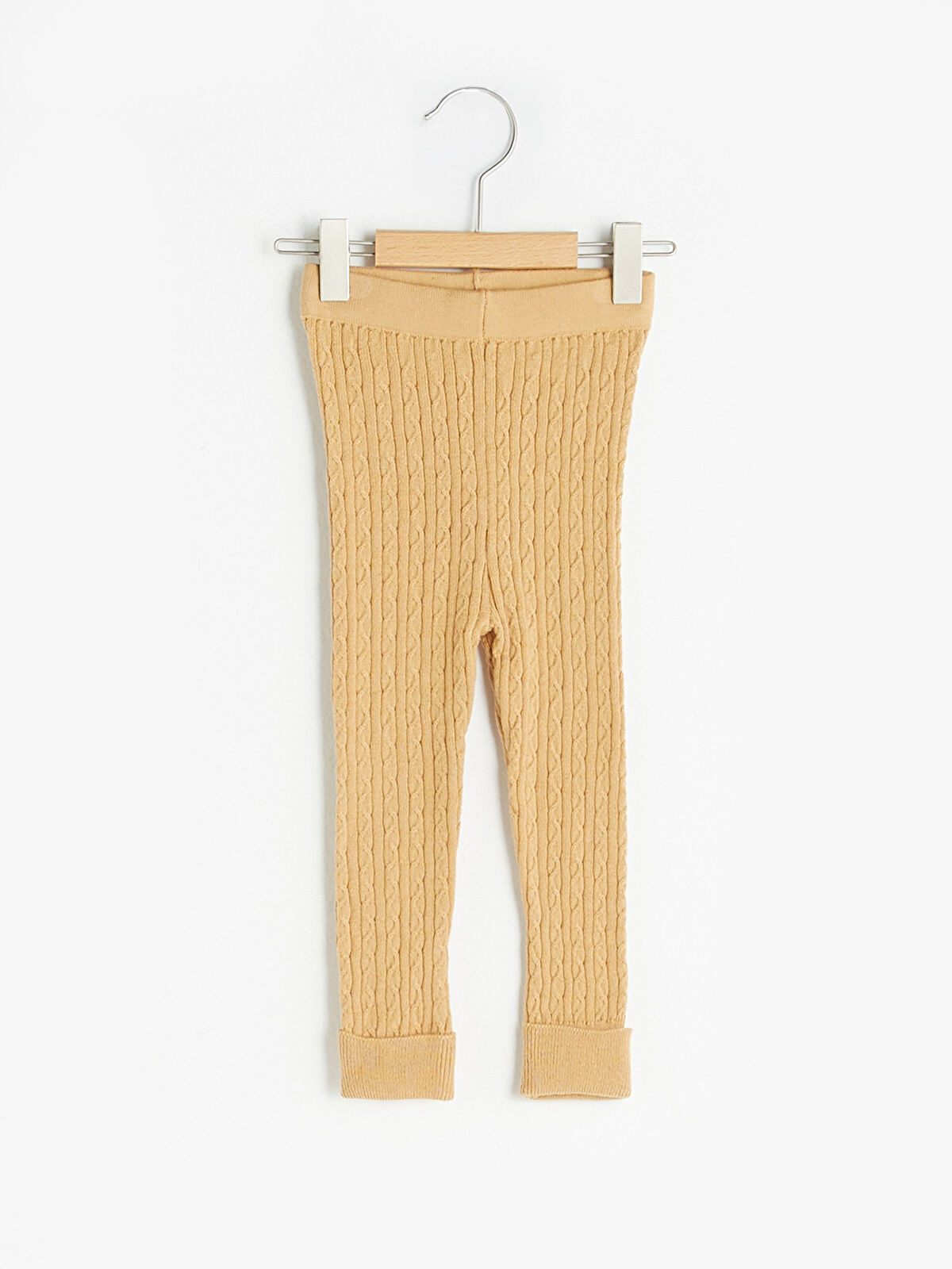 Beli Lastikli Kendinden Desenli Kız Bebek Tayt