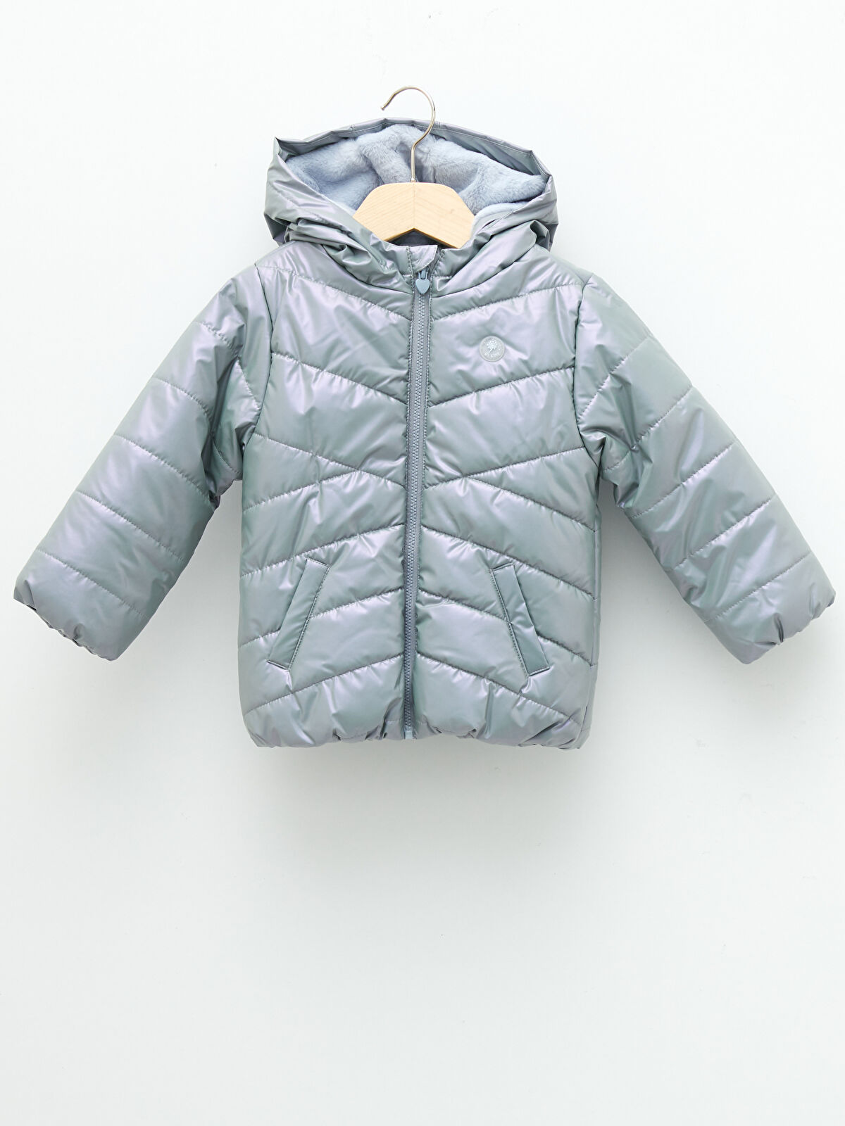 Kapüşonlu Uzun Kollu Basic Kız Bebek Şişme Mont