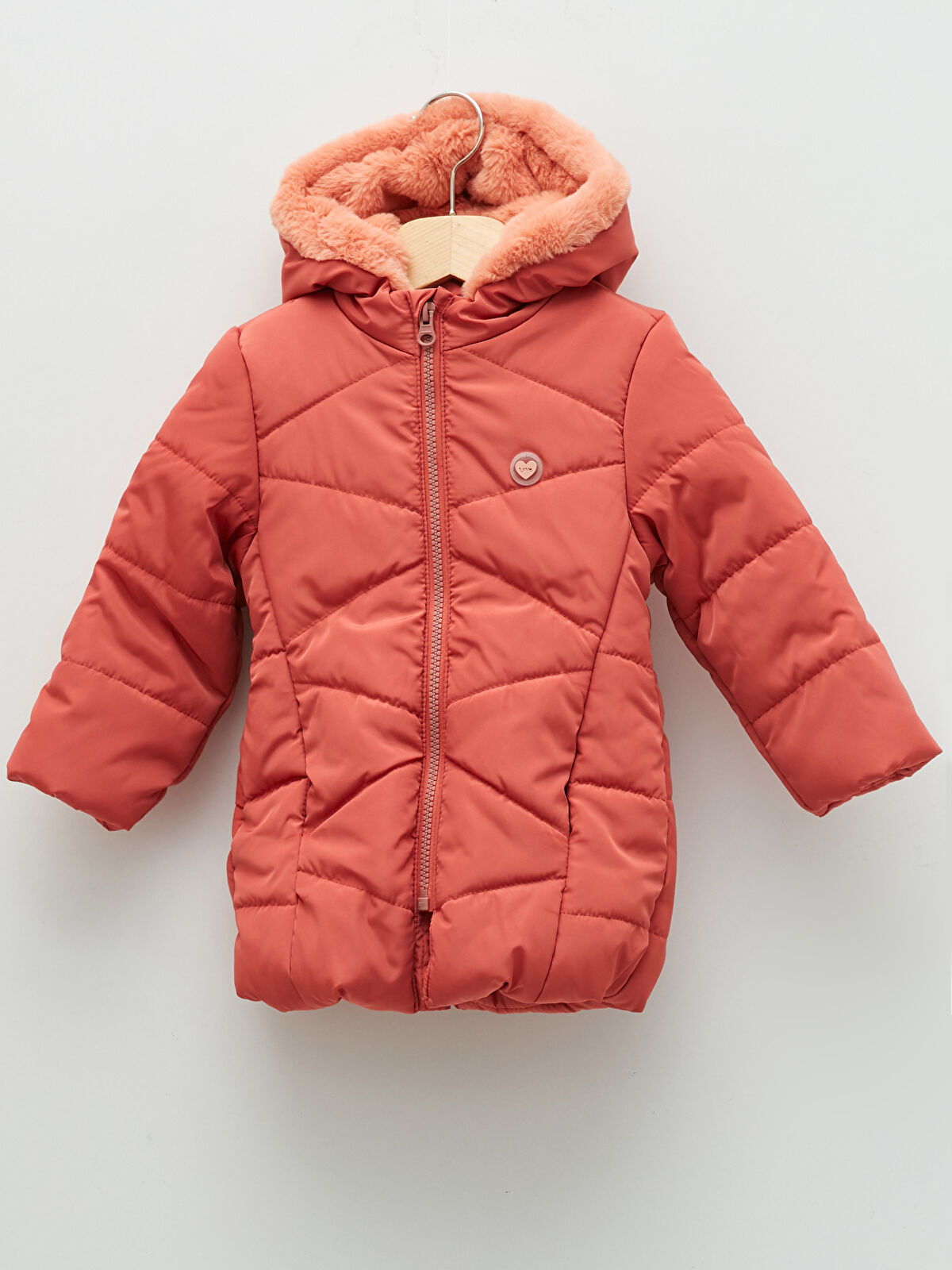Kız Bebek Kapüşonlu Fermuarlı Kalın Kaban