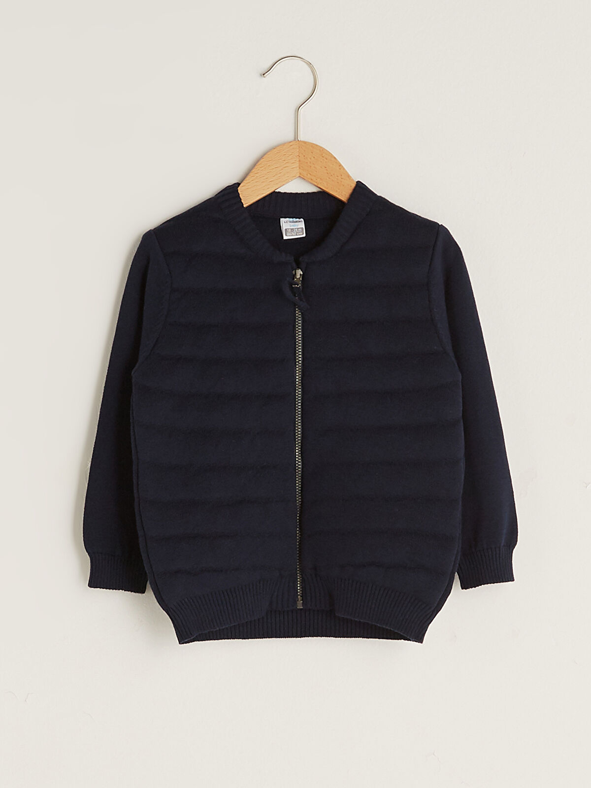 Bisiklet Yaka Uzun Kollu Erkek Bebek Fermuarlı Triko Hırka