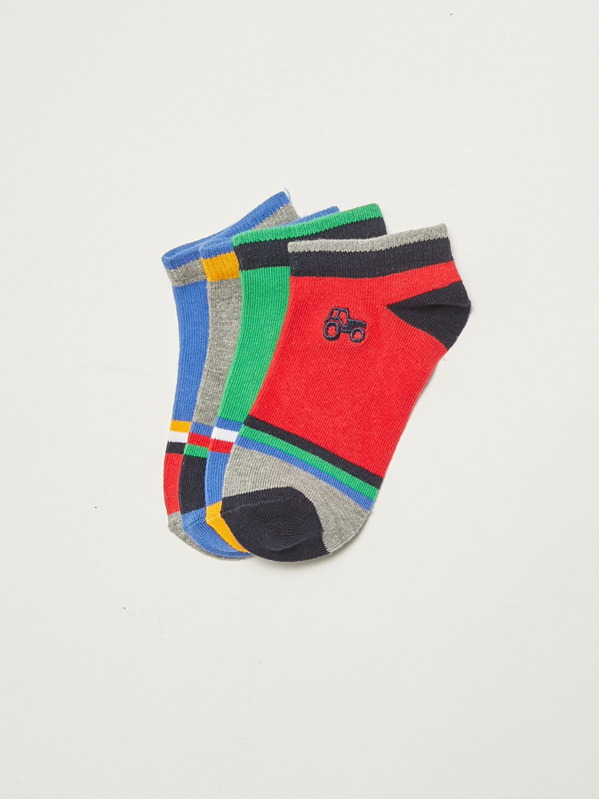 Renk Bloklu Erkek Çocuk Patik Çorap 4'lü