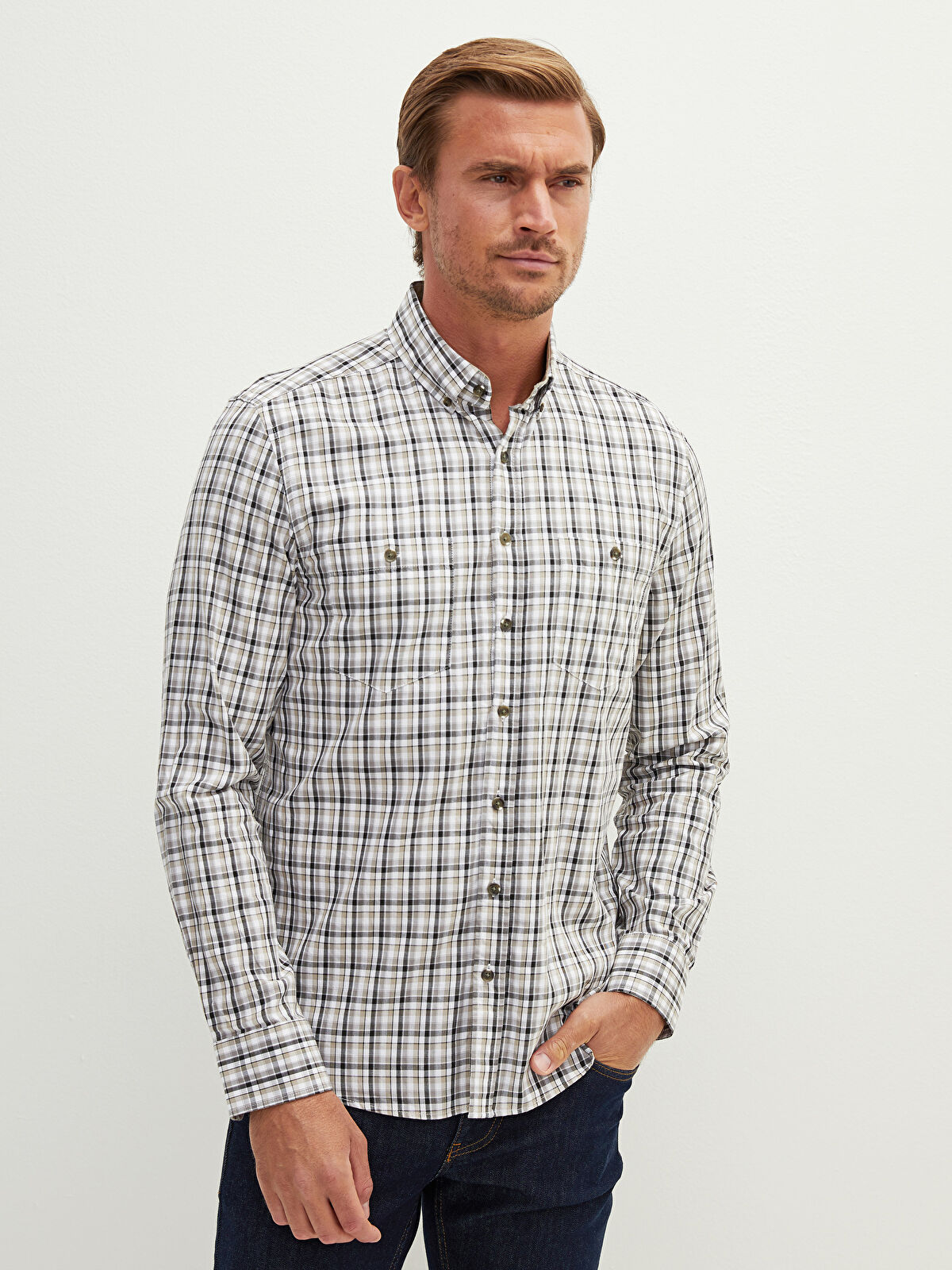 LCW CLASSIC Regular Fit Uzun Kollu Ekose Gabardin Erkek Gömlek LCW CLASSIC Regular Fit Uzun Kollu Ekose Gabardin Erkek Gömlek