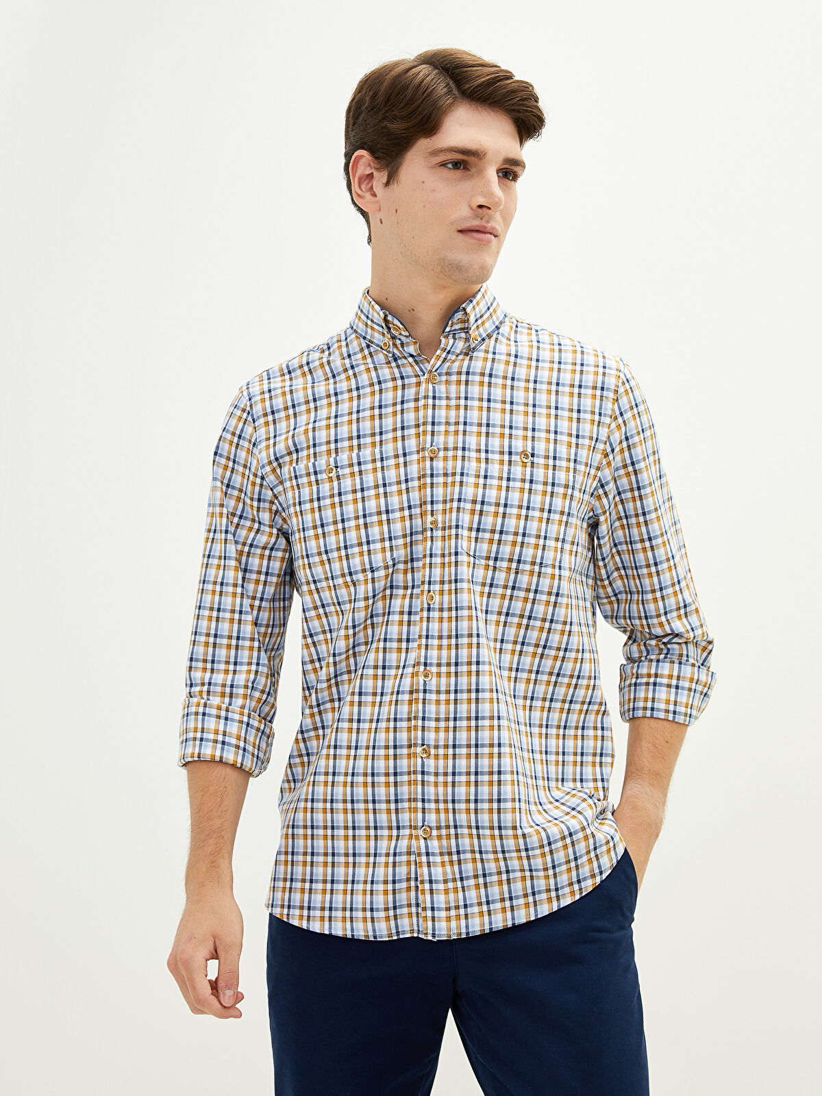 LCW CLASSIC Regular Fit Uzun Kollu Ekose Gabardin Erkek Gömlek LCW CLASSIC Regular Fit Uzun Kollu Ekose Gabardin Erkek Gömlek