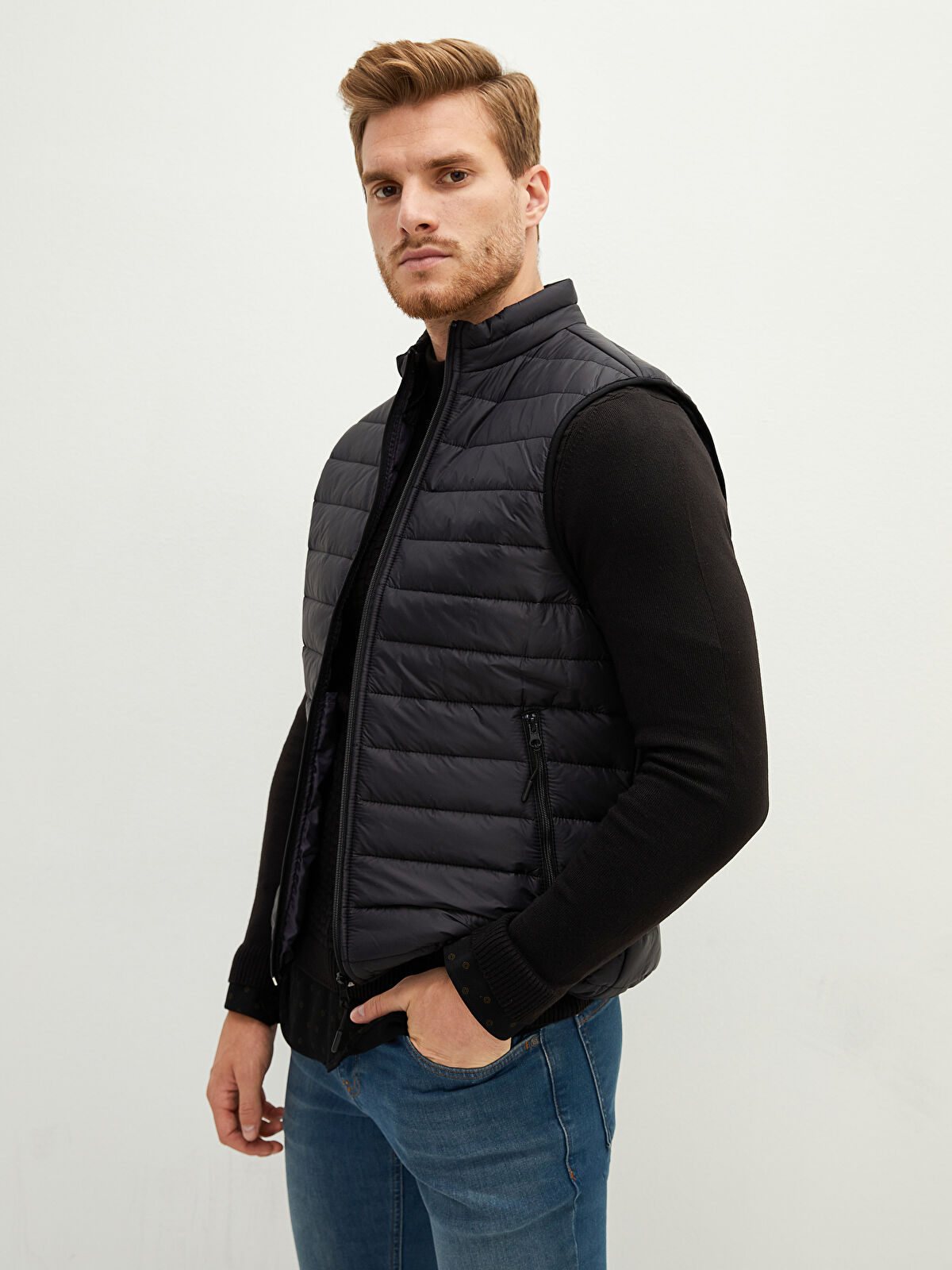 Slim Fit Dik Yaka İnce Erkek Yelek